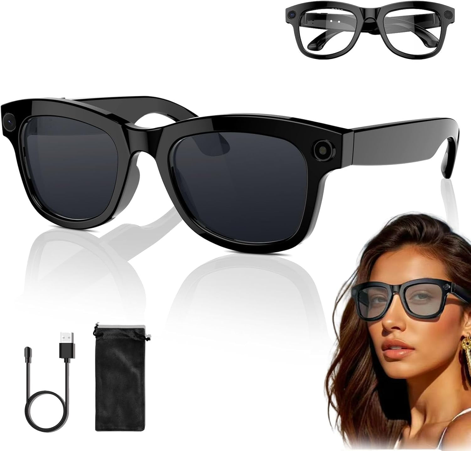 M01 AI Smart Glasses, Smart Glasses with Camera and Bluetooth, Real ...