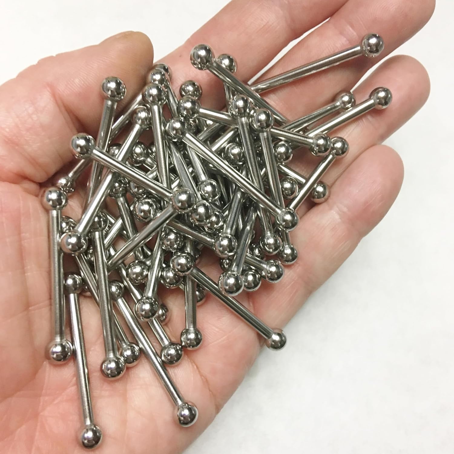 M01402-50 MOREZMORE 2pcs Double Ball Rod Barbells 6mm Ball 40mm Length ...