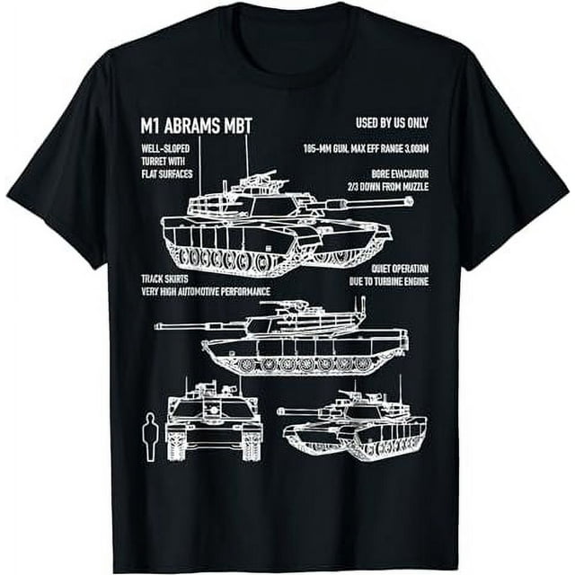 M1 Abrams Tank Recognition Blueprint Diagram T-Shirt - Walmart.com