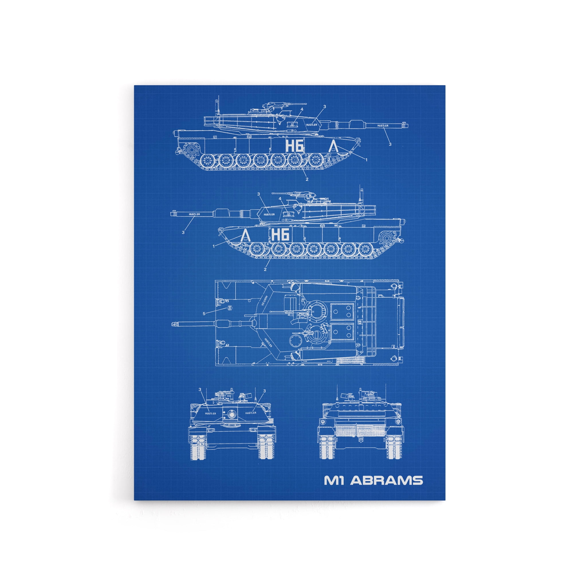 M1 Abrams US Main Battle Tank Blueprint Canvas Wall Art Print 24X32 ...