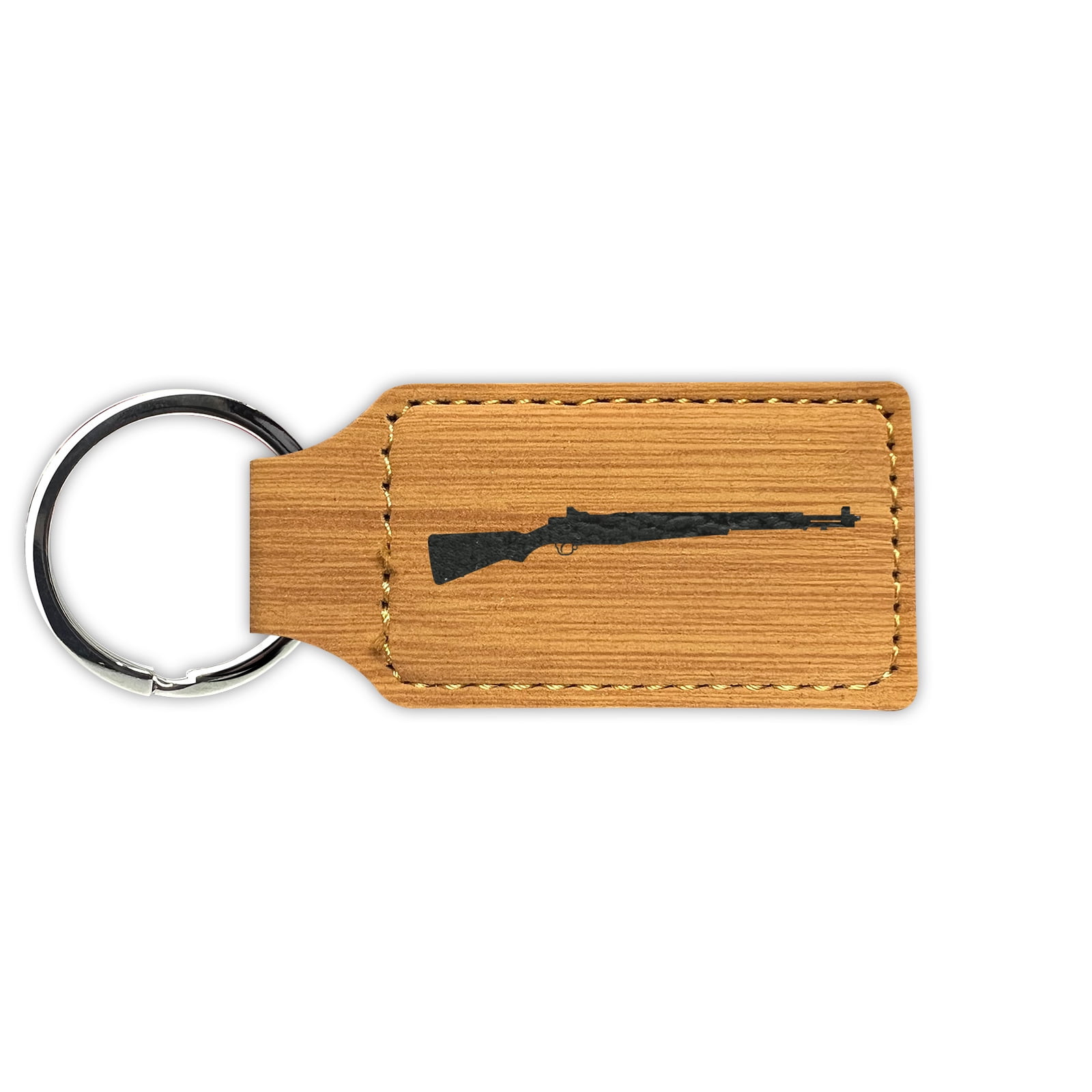 M1 Rifle Keychain Leatherette Rectangle - Laser Engraved - Many Colors ...