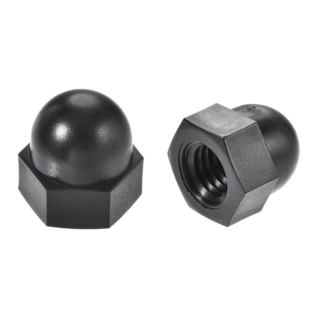 M10 Diameter Female Thread Nylon Hex Domed Cap Acorn Nuts Black 10Pcs - Walmart.com