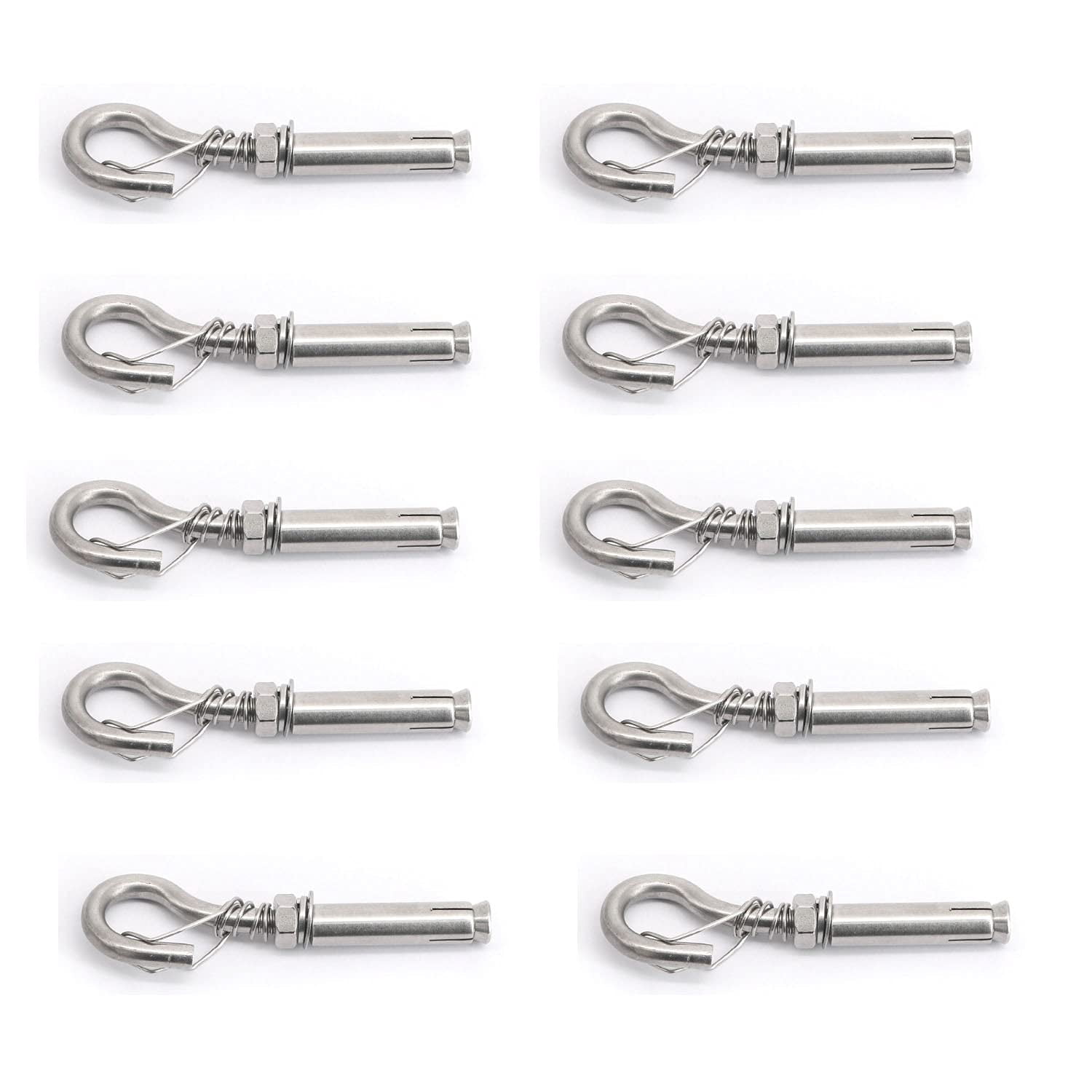 M10 Expansion Screw Bolts Spring-Closed Hook 304 Stainless Steel Anchor ...