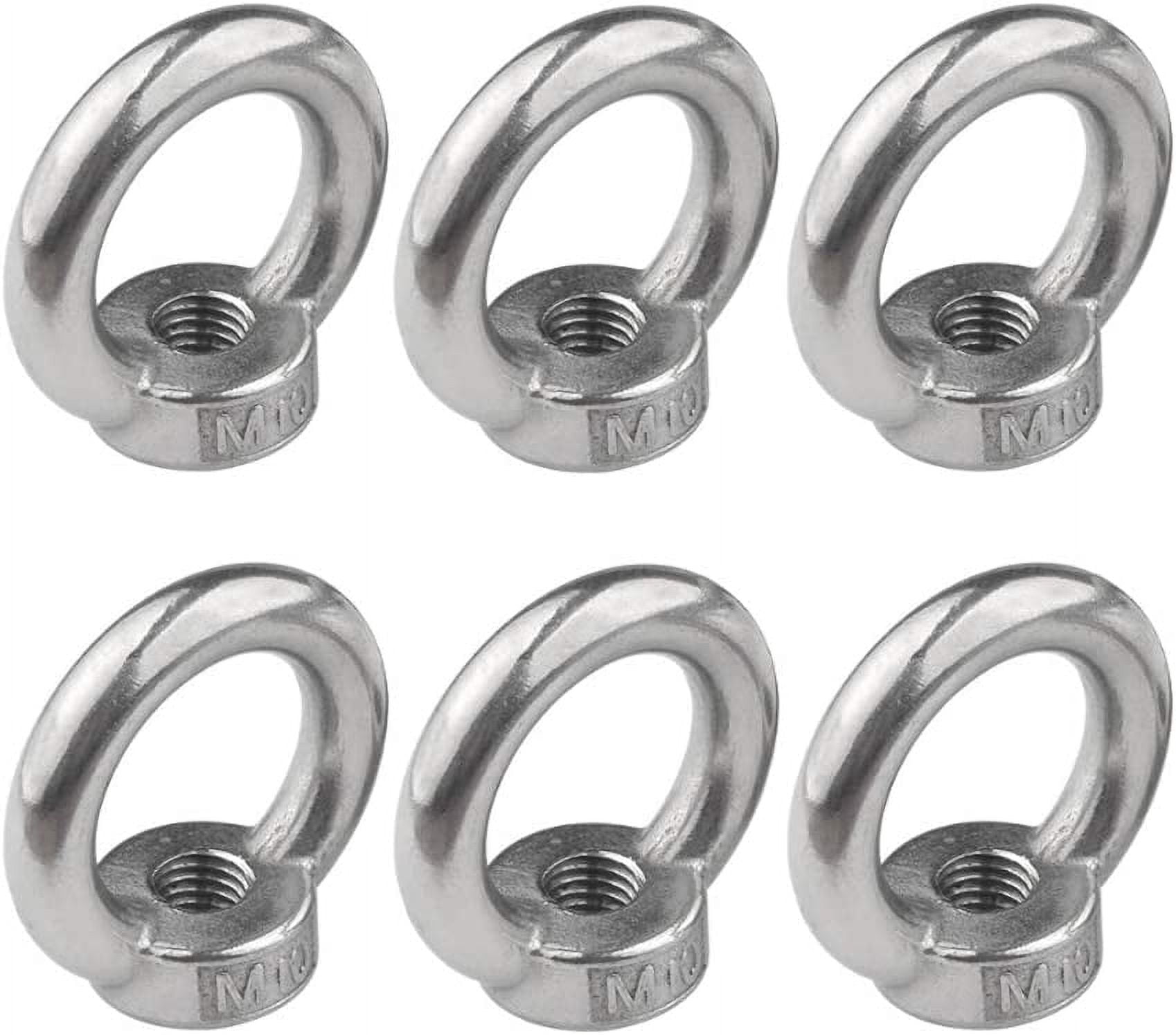 M10 Ring Nut 6 Pcs 304 Stainless Steel Thread Lifting Eye Nut Eyelet ...