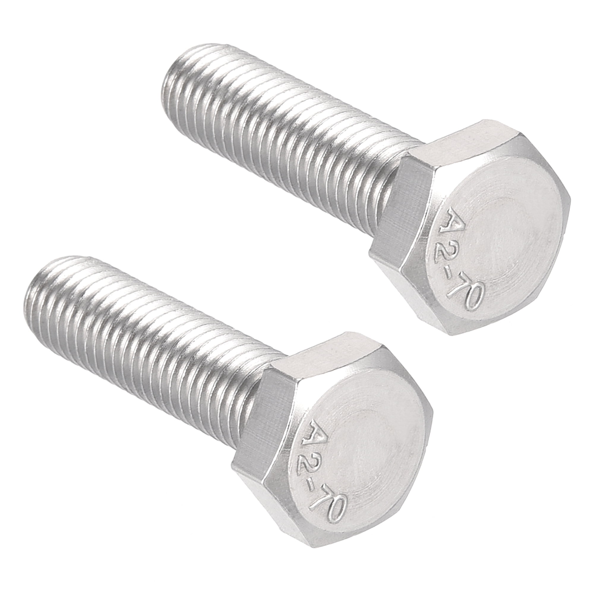 M10 Thread 40mm 304 Stainless Steel Hex Head Left Hand Screw Bolts 2pcs ...