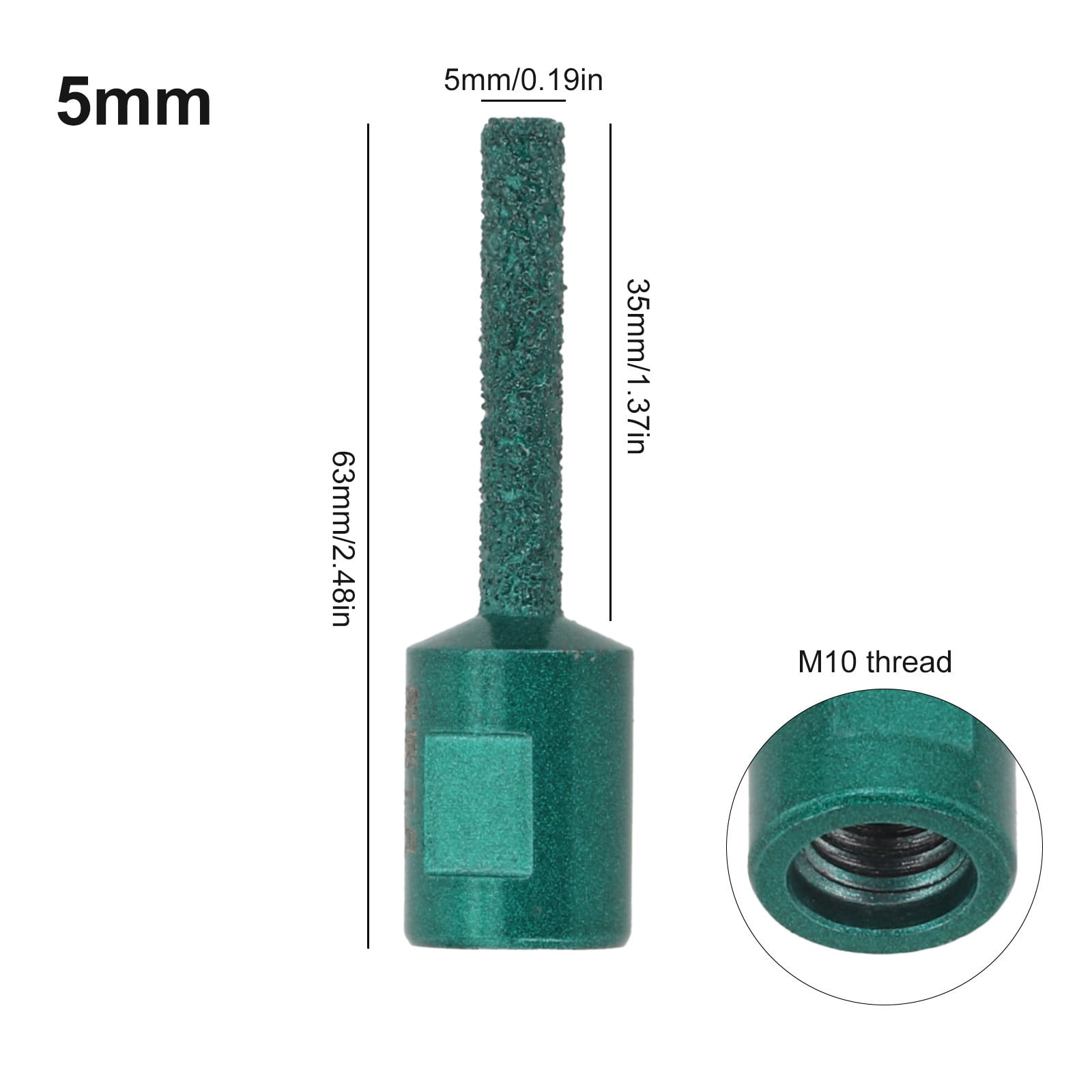 M10 Thread Vaccum Brazed Straight Router Bit Milling Cutter 5/7/10/15Mm ...