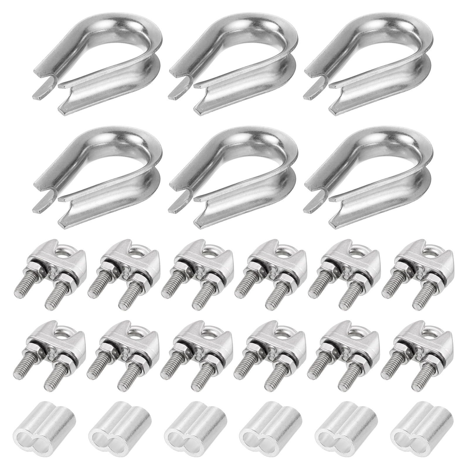 M10 Wire Rope Accessory Set for 3/8" Dia, 12Pcs Cable Clip Clamp 6Pcs ...