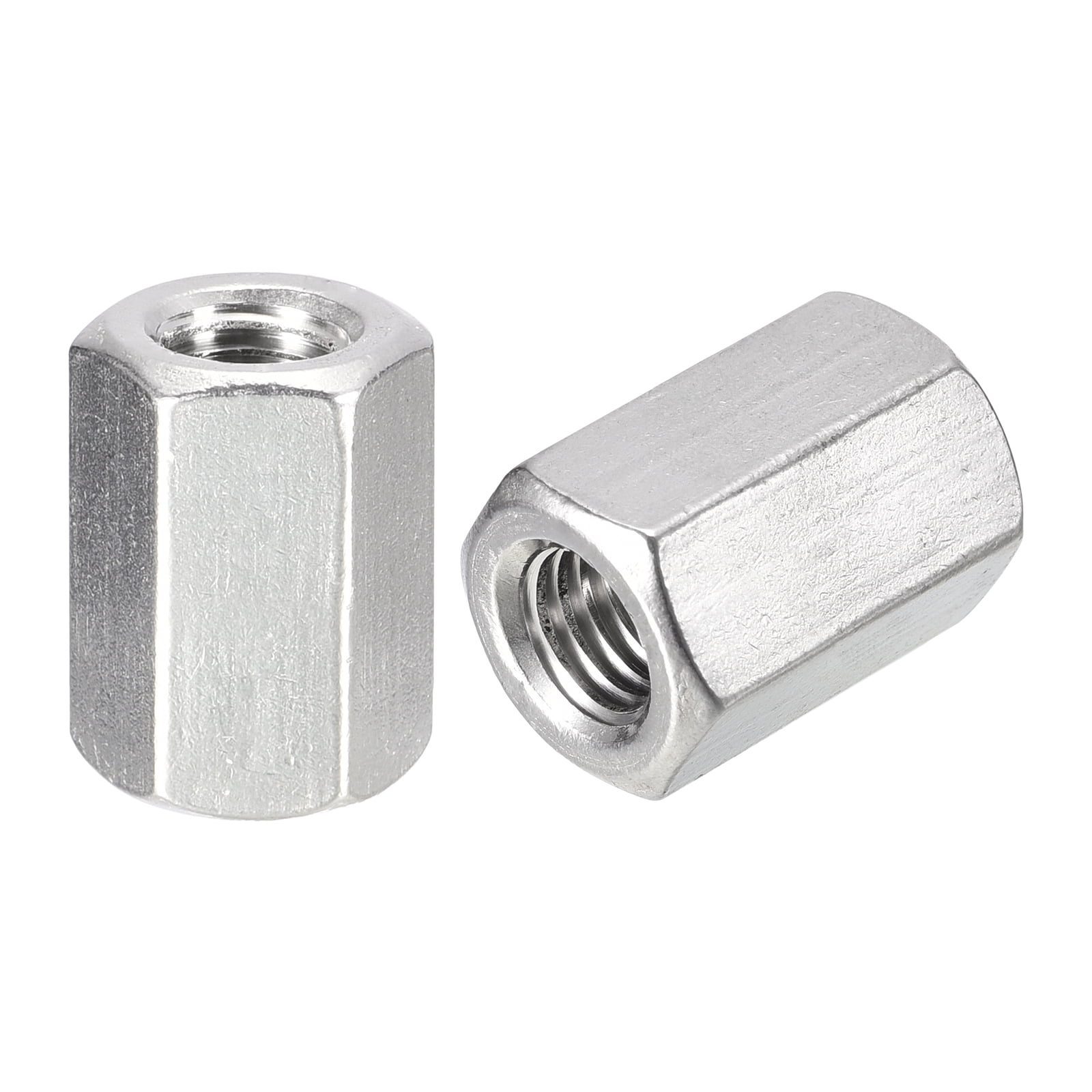 M10 x 1.5-Pitch 25mm Length Coupling Nuts, 6 Pack 304 Stainless Steel ...