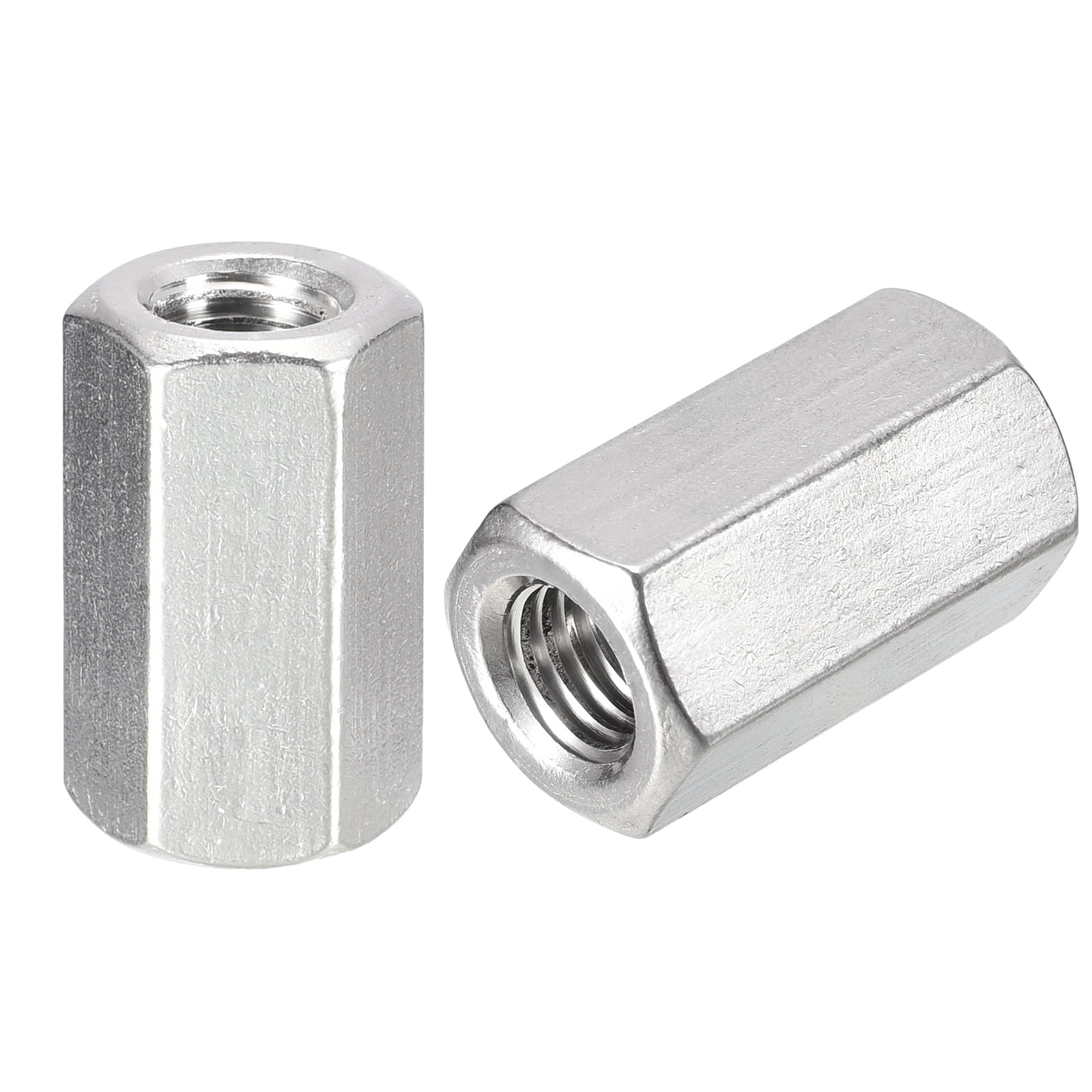 M10 x 1.5-Pitch 30mm Length Coupling Nuts, 4 Pack 304 Stainless Steel ...