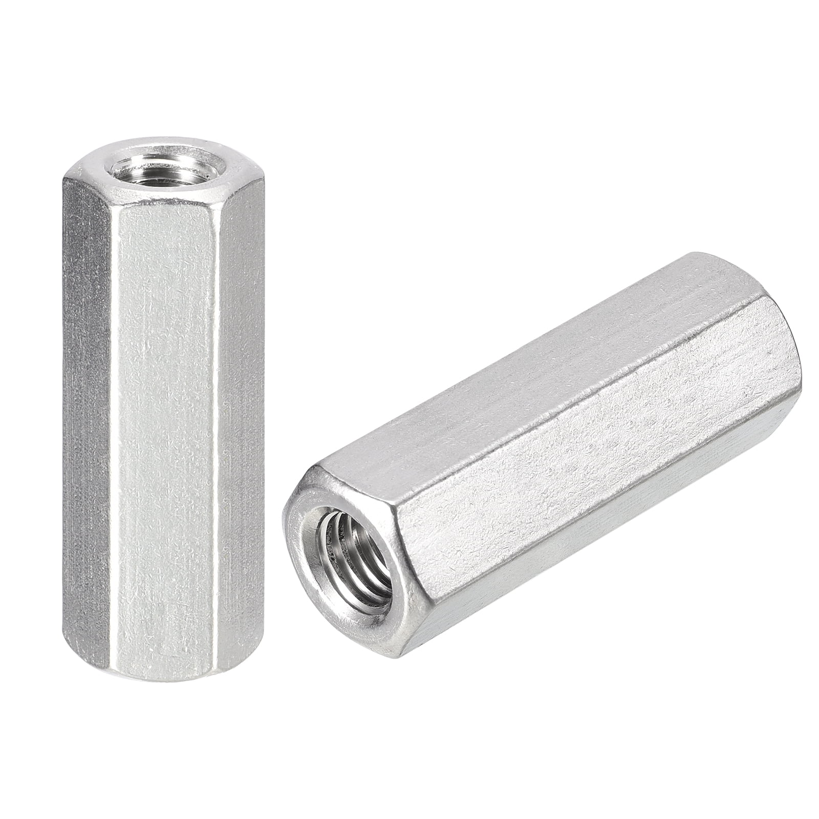 M10 x 1.5-Pitch 50mm Length Coupling Nuts, 2 Pack 304 Stainless Steel ...