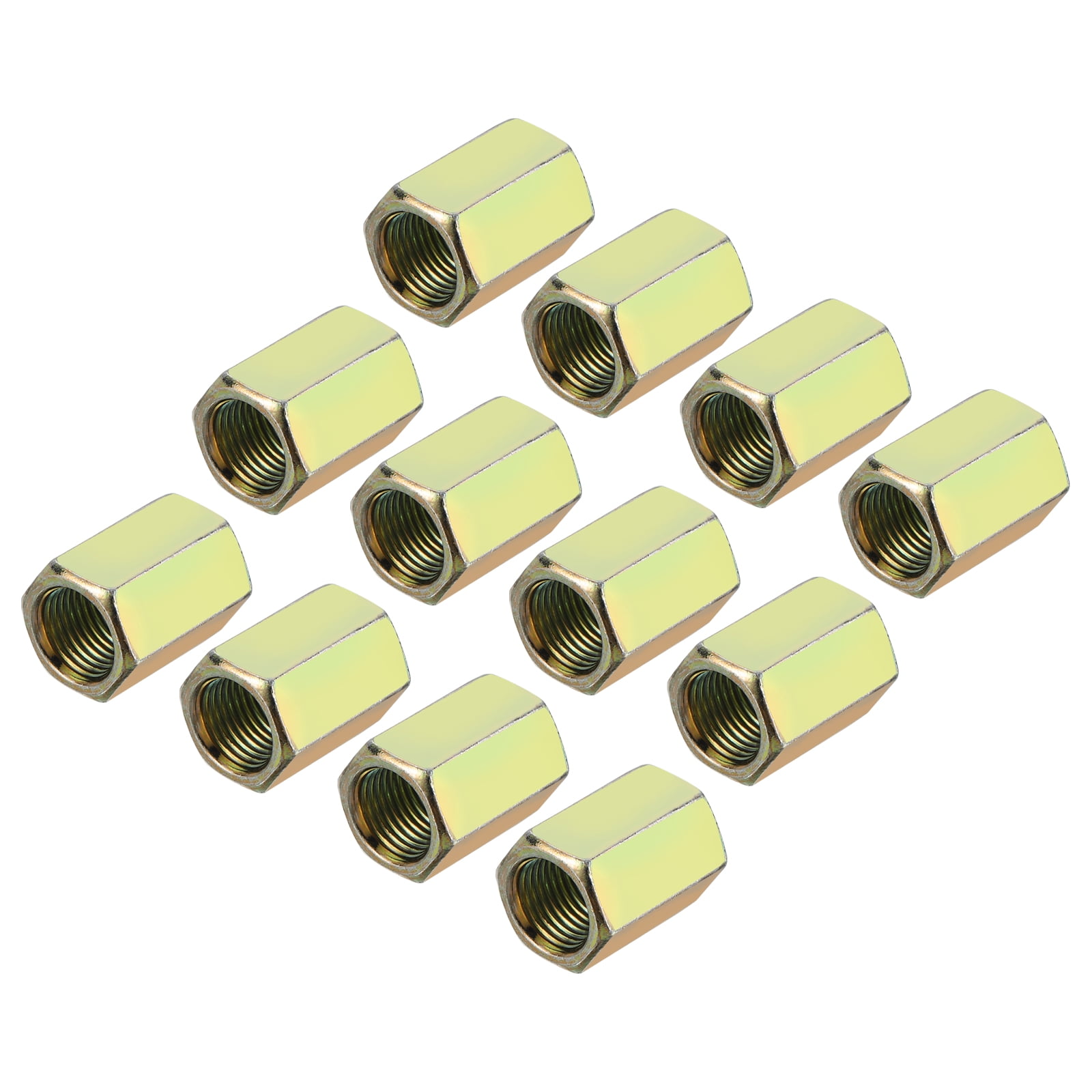 M10 x 1 Pitch Carbon Steel Hex Coupling Nuts, 12Pcs 20mm/ 0.8" Length ...