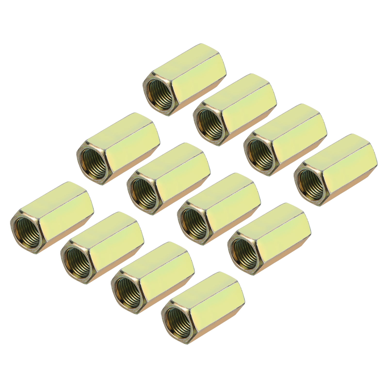 M10 x 1 Pitch Carbon Steel Hex Coupling Nuts, 12Pcs 25mm/ 1" Length ...
