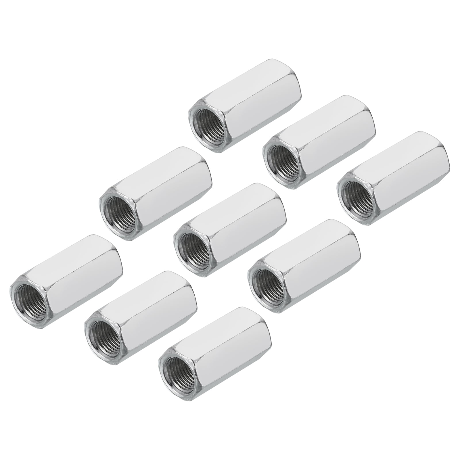 M10 x 1 Pitch Carbon Steel Hex Coupling Nuts, 12Pcs 30mm/ 1.2" Length ...