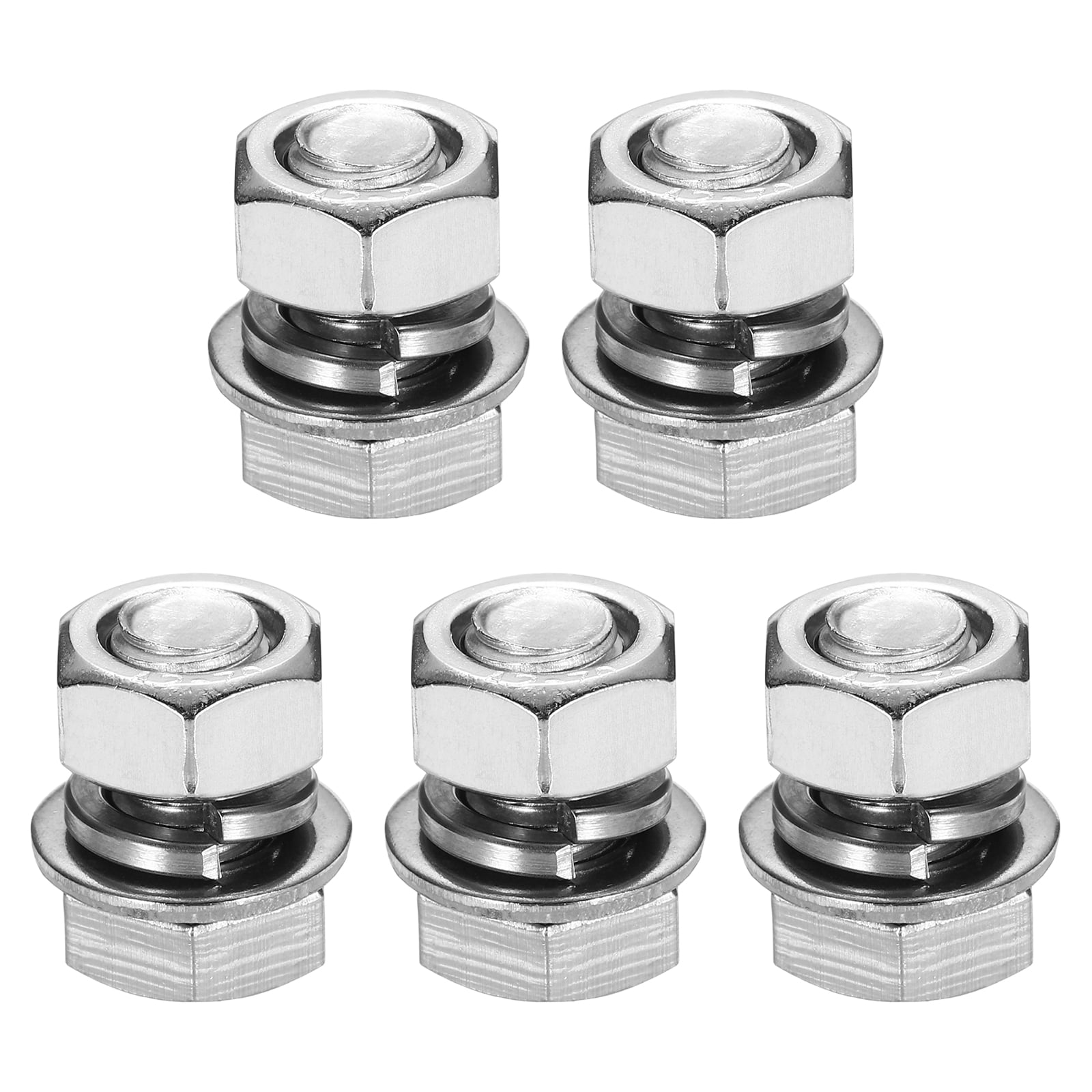 M10 x 16mm 304 Stainless Steel Hex Head Screws Bolts, Nuts, Flat & Lock ...