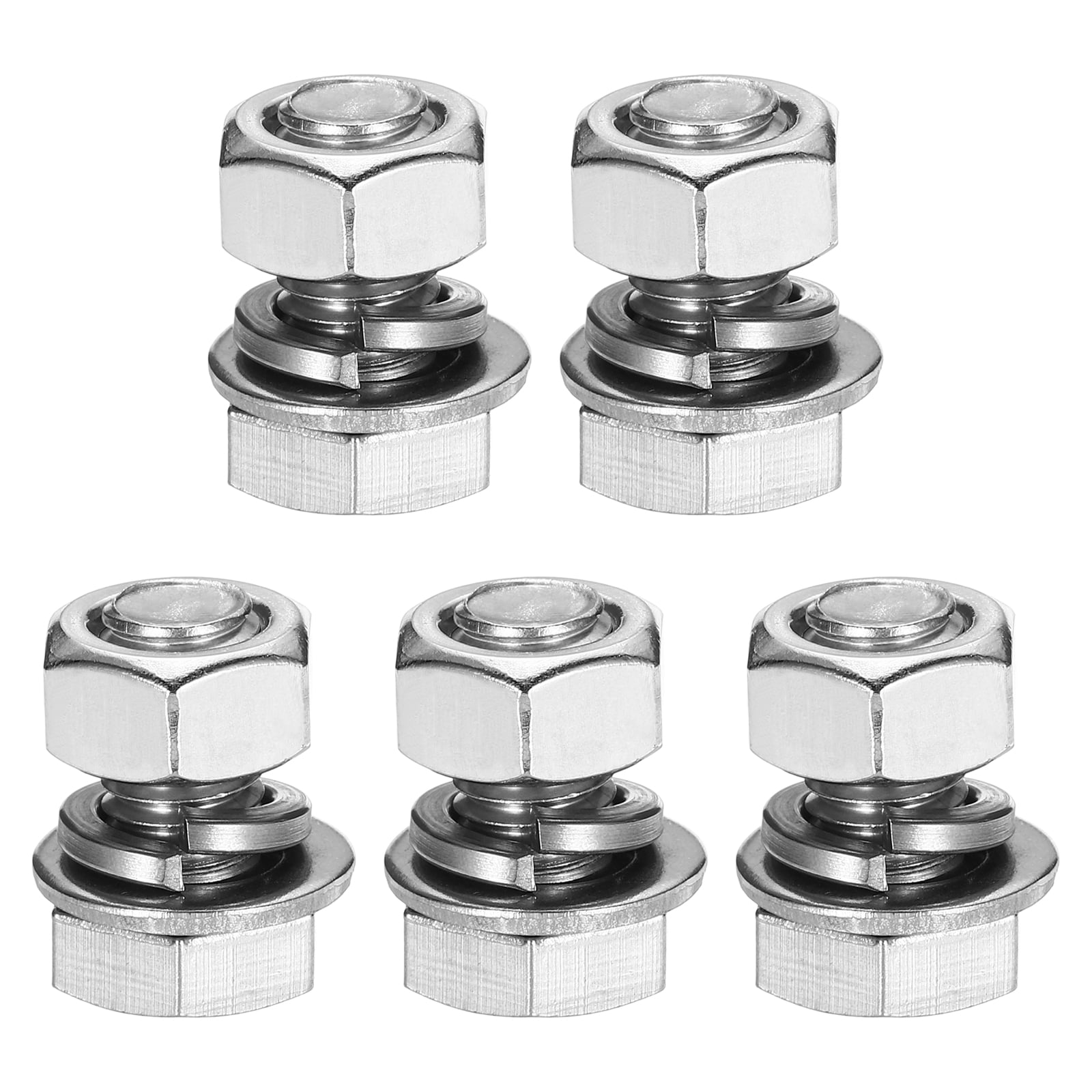 M10 x 18mm 304 Stainless Steel Hex Head Screws Bolts, Nuts, Flat & Lock ...