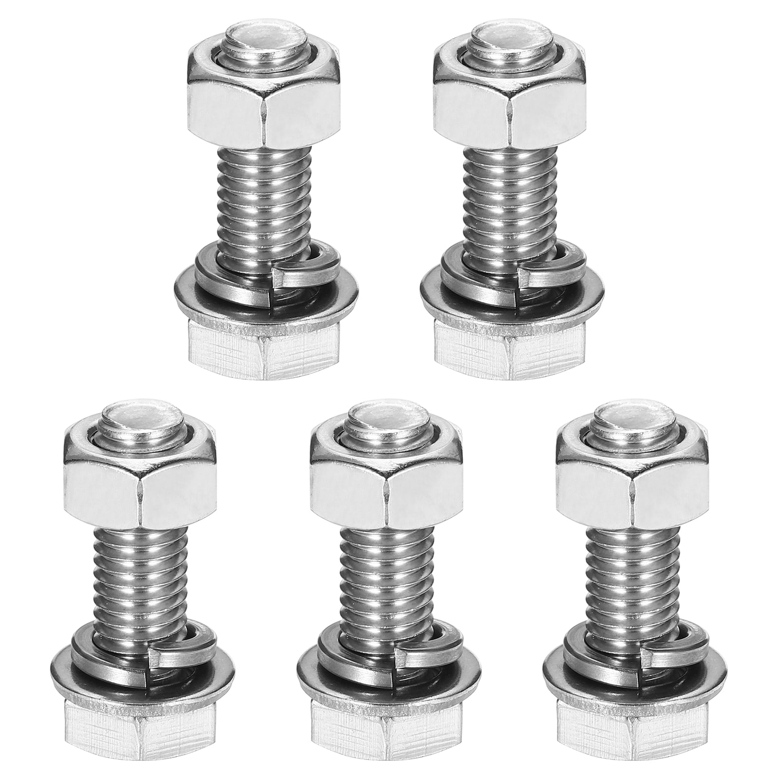 M10 x 30mm 304 Stainless Steel Hex Head Screws Bolts, Nuts, Flat & Lock Washers Assortment Kit ...