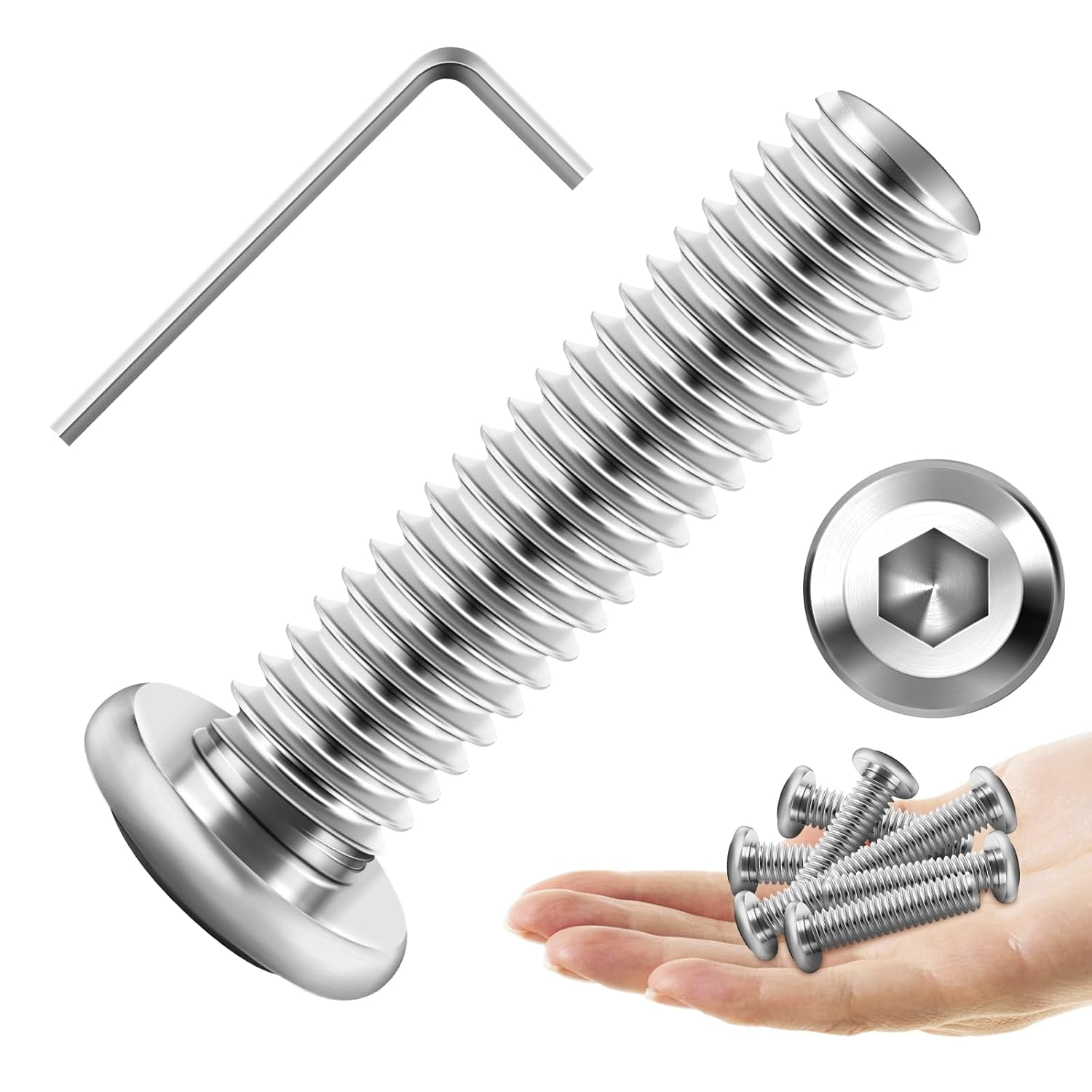 M10 x 30mm 30Pcs Silver Flat Head Hex Socket Cap Screws Bolts, 304 ...