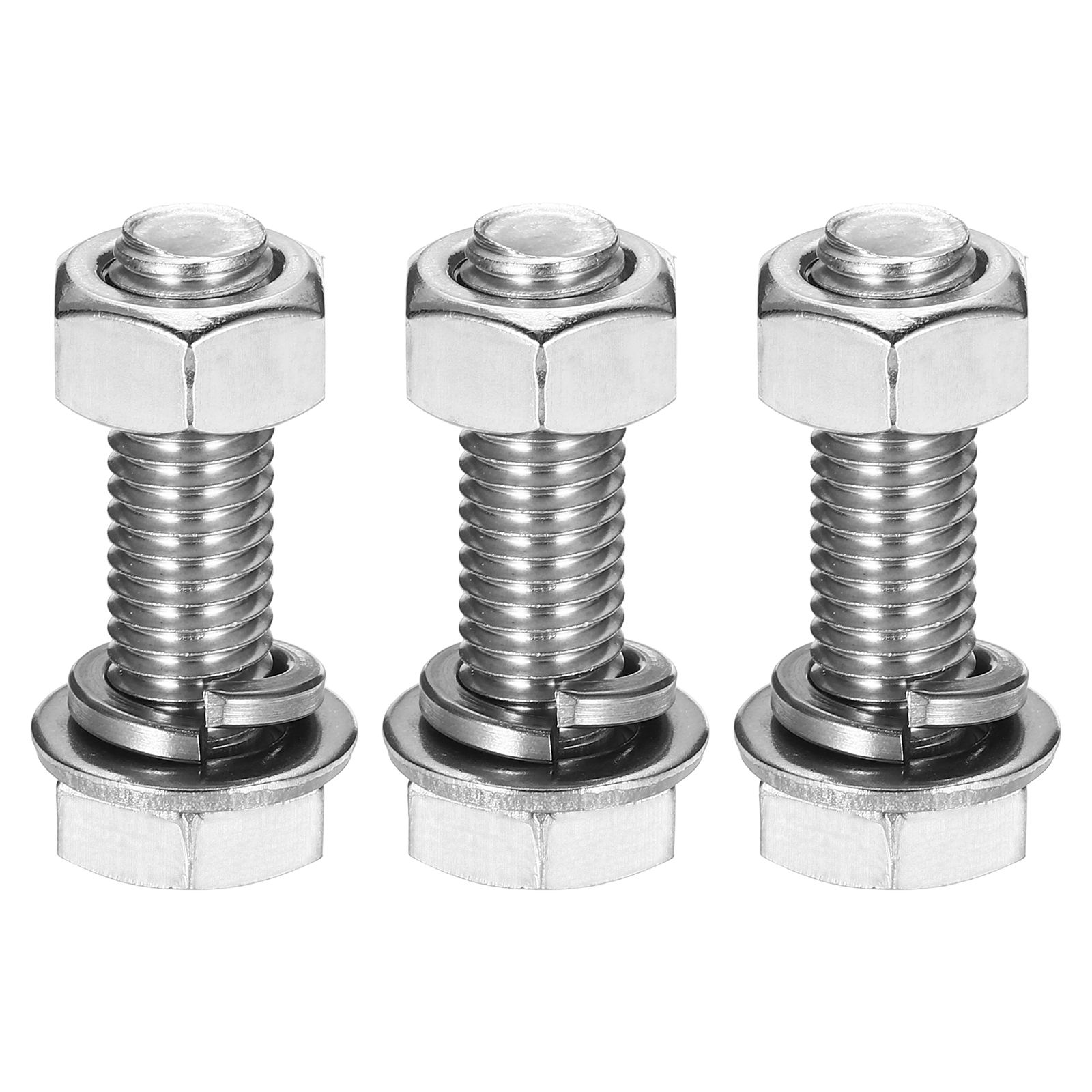 M10 x 35mm 304 Stainless Steel Hex Head Screws Bolts, Nuts, Flat & Lock ...