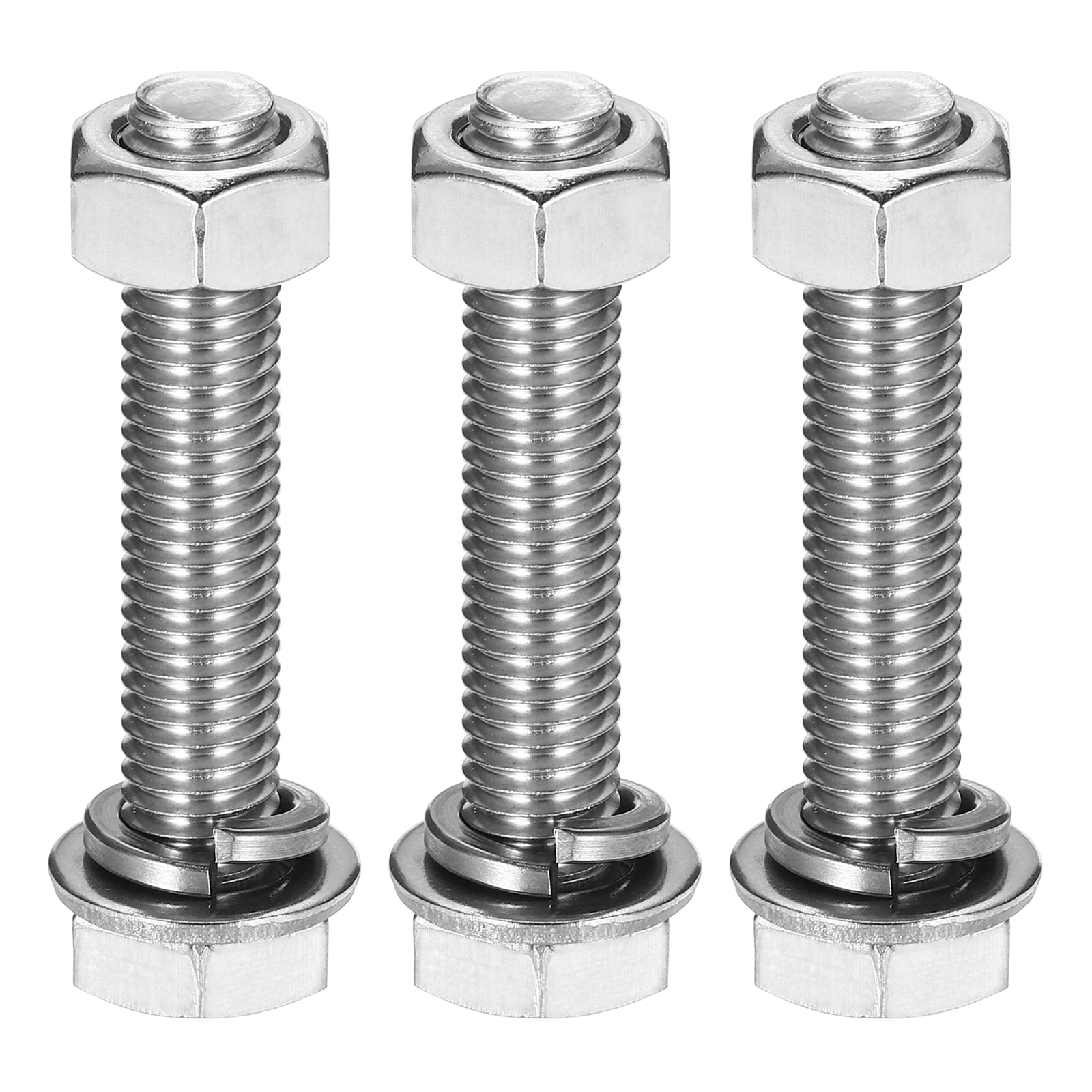 M10 x 55mm 304 Stainless Steel Hex Head Screws Bolts, Nuts, Flat & Lock ...