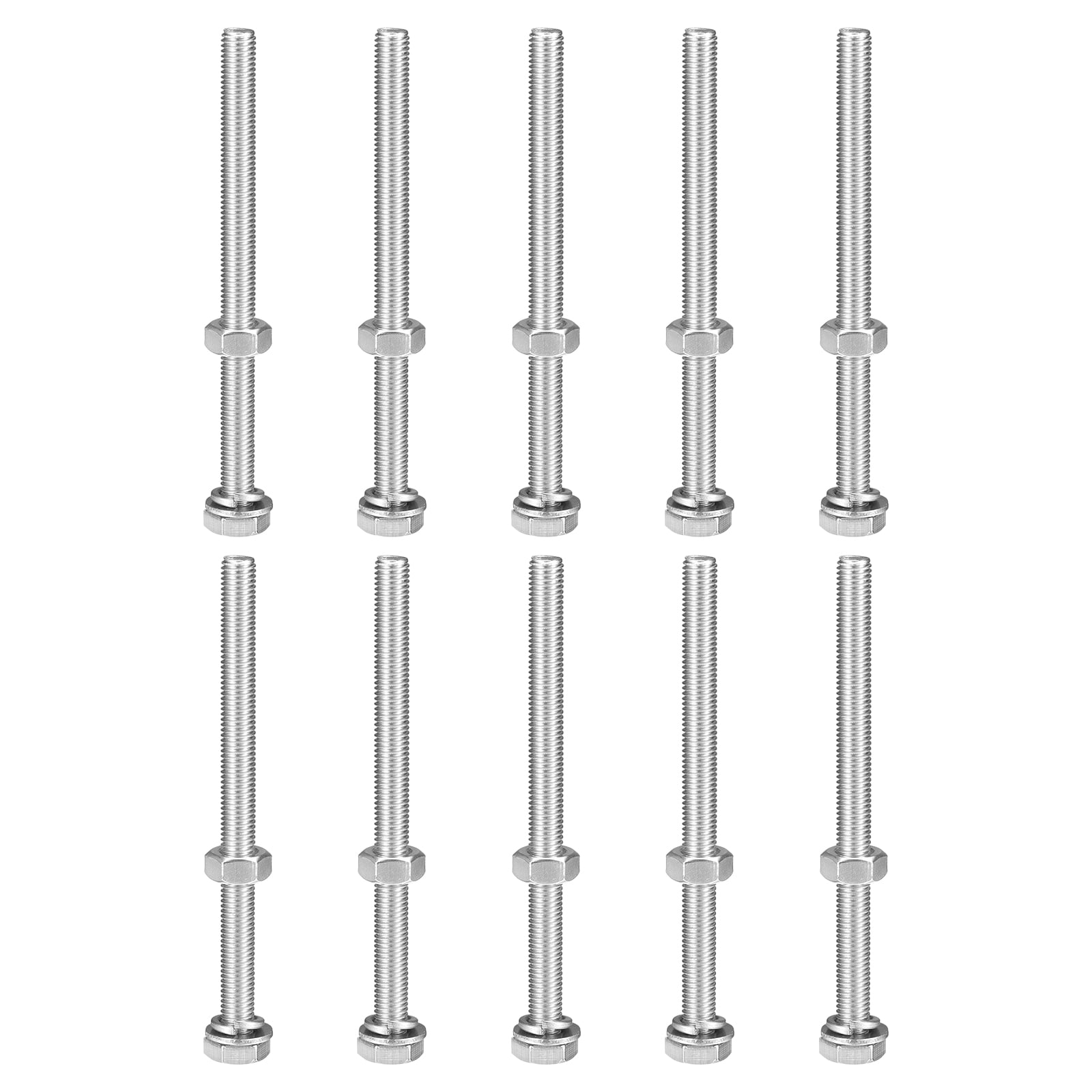 M10 x 55mm Hex Head Screws Bolts, Nuts, Flat & Lock Washers Kits, 304 ...