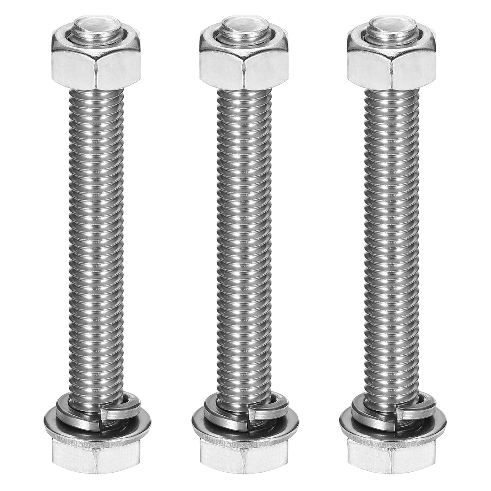 M10 x 80mm 304 Stainless Steel Hex Head Screws Bolts, Nuts, Flat & Lock ...