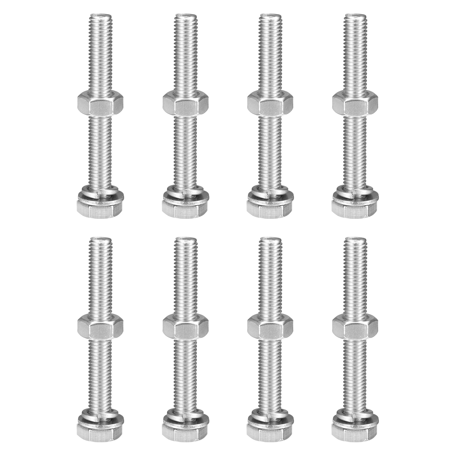 M10 x 90mm Hex Head Screws Bolts, Nuts, Flat & Lock Washers Kits, 304 Stainless Steel Fully ...