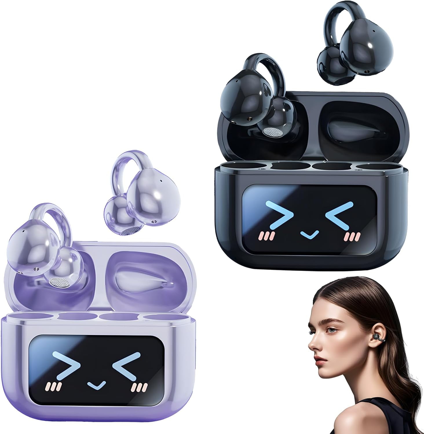 M100 Clip On Ear Headphones with Audio-Visual Future Touch Screen, Open ...