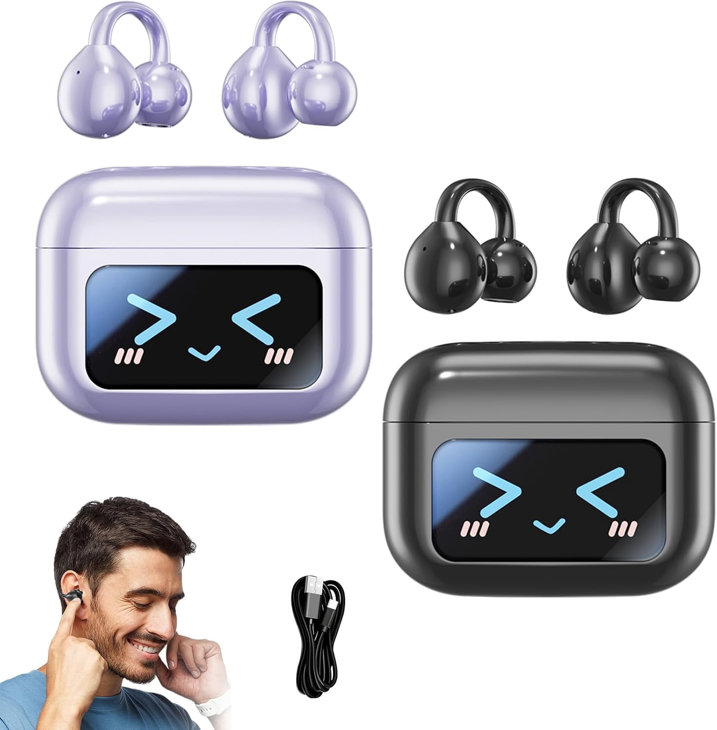 M100 Clip on Ear Headphones, M100 Headphones for Music & Phone Calls ...