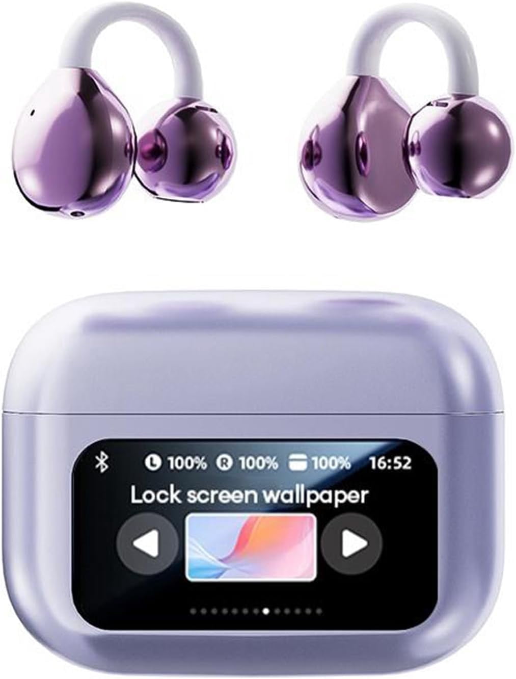 M100 Clip On Ear Headphones with Visual Audio, Smart Touchscreen ...