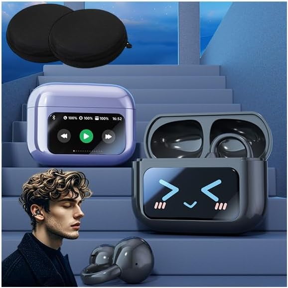 M100 Clip On Ear Headphones with Visual Audio, Smart Touchscreen ...
