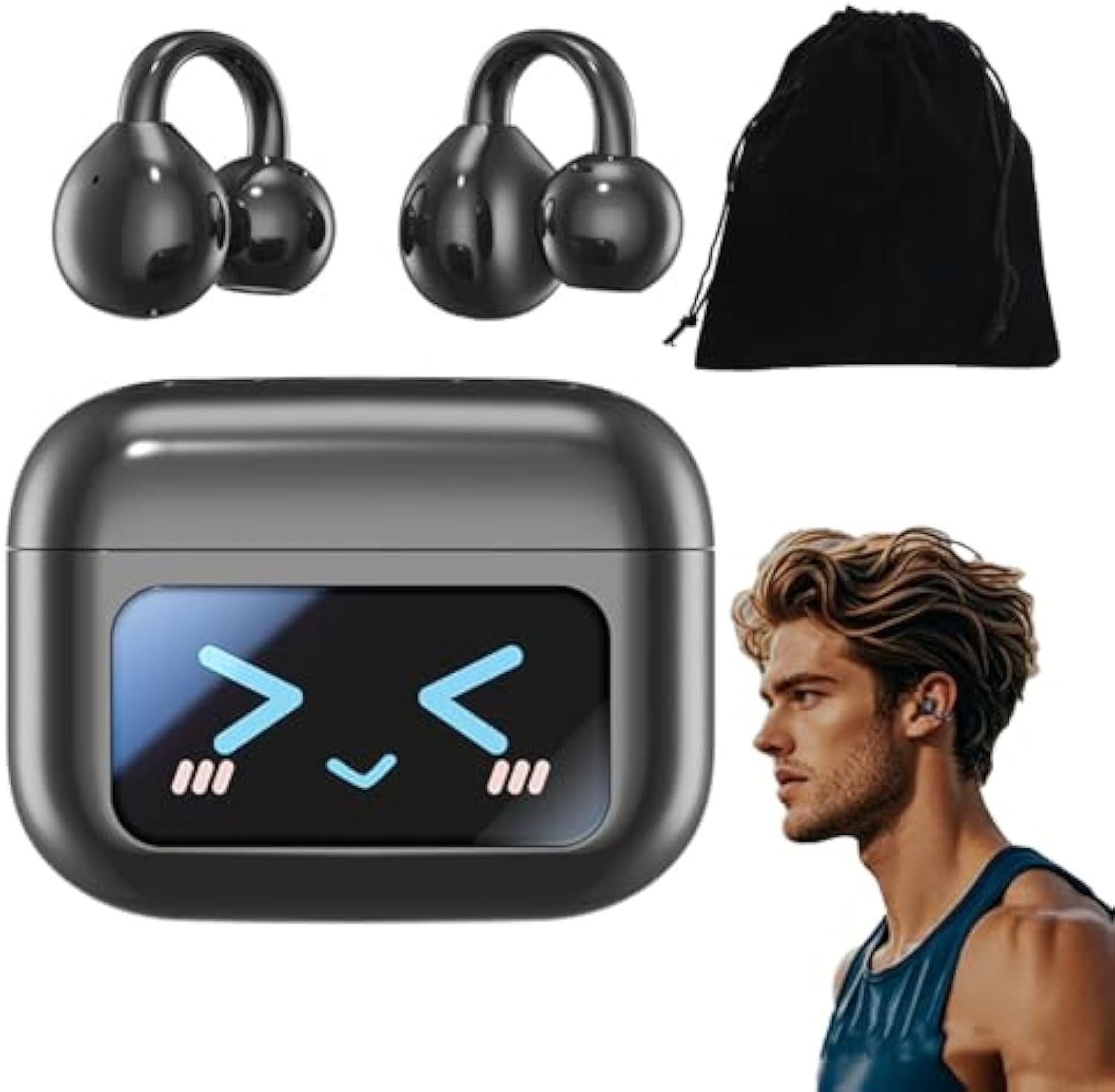 M100 Clip On Ear Headphones, Open Ear Earbuds Wireless Bluetooth, Ear ...