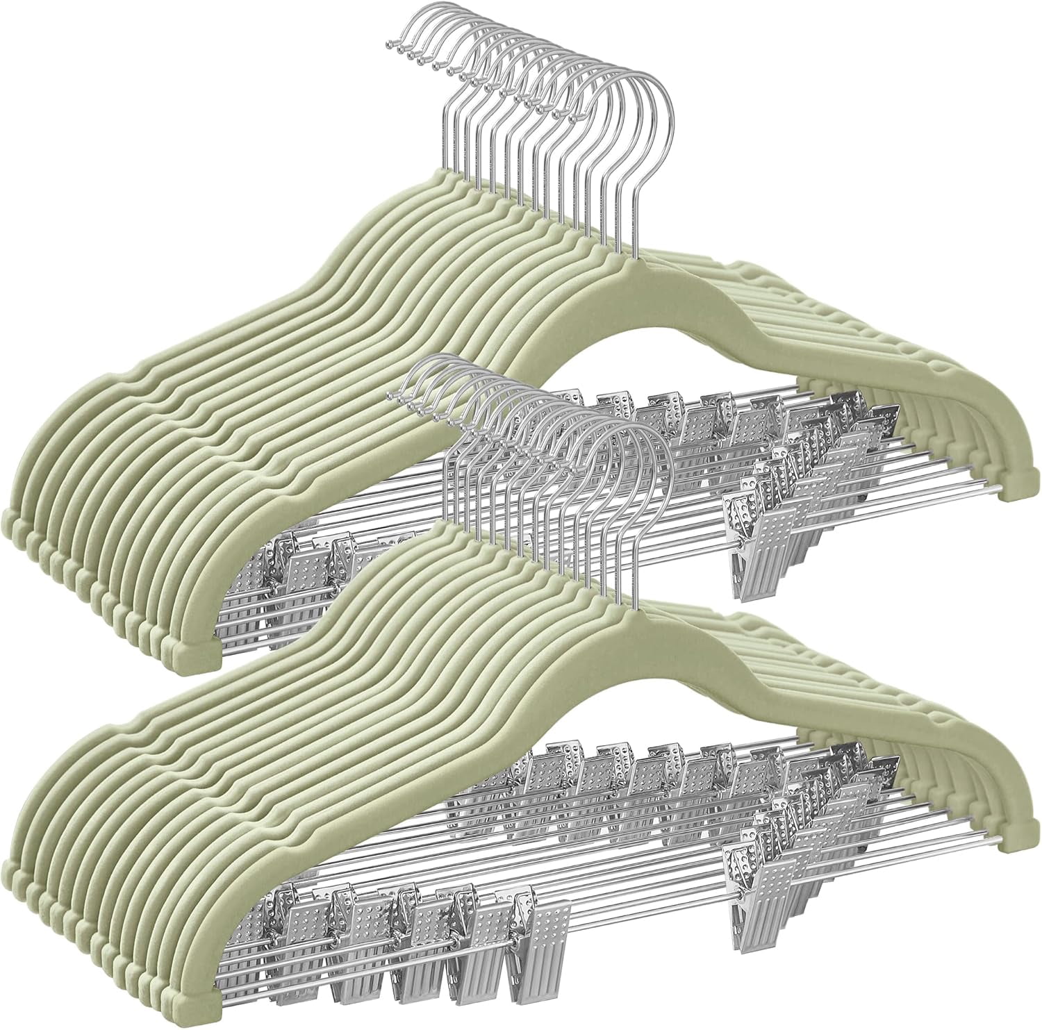 30-Pack Pants Hangers, 16.7-Inch Long Velvet Hanger with Adjustable ...