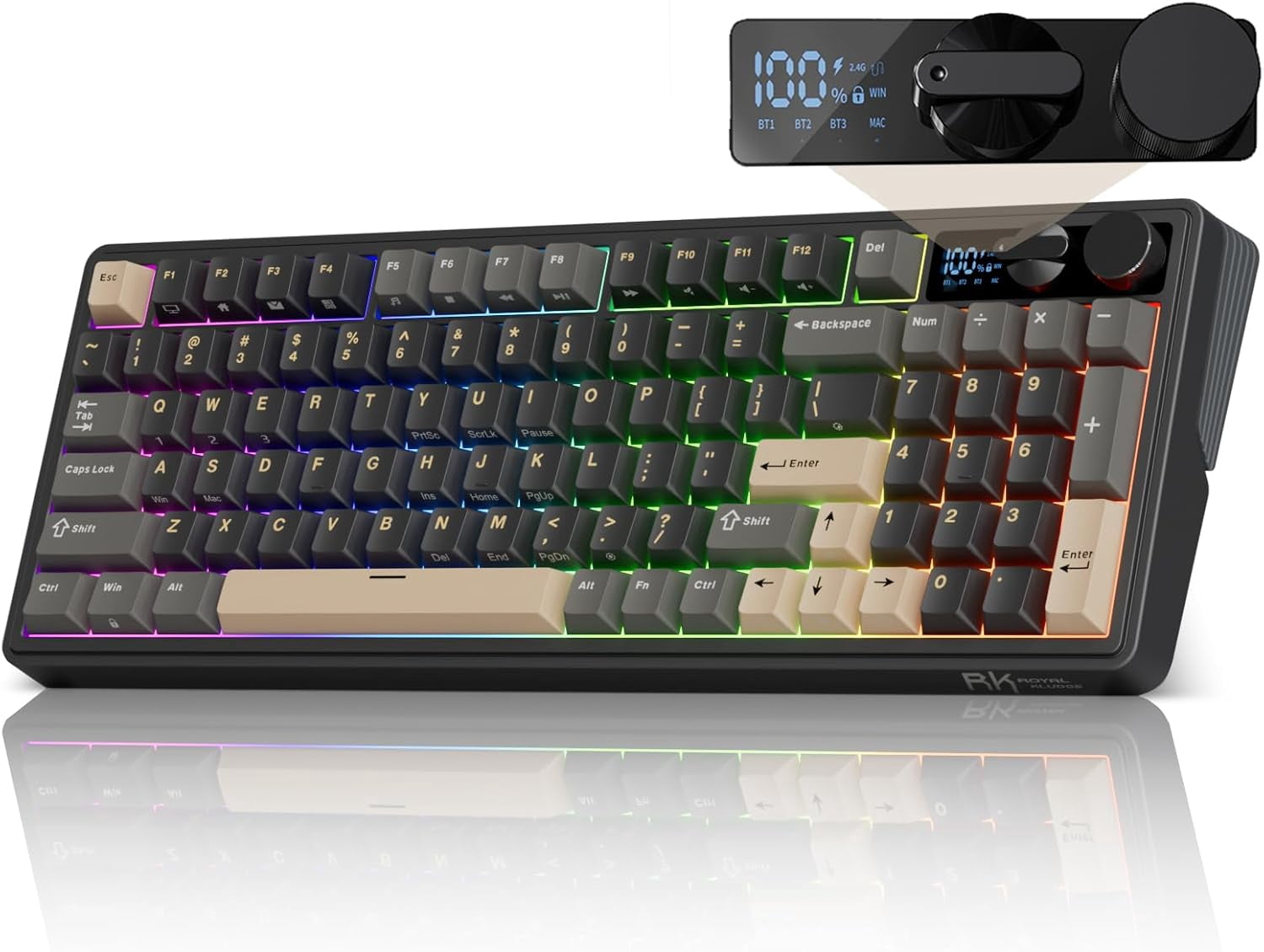 M100 Mechanical Keyboard w/Screen & Dual Knobs, Tri-Mode Gasket Mount ...
