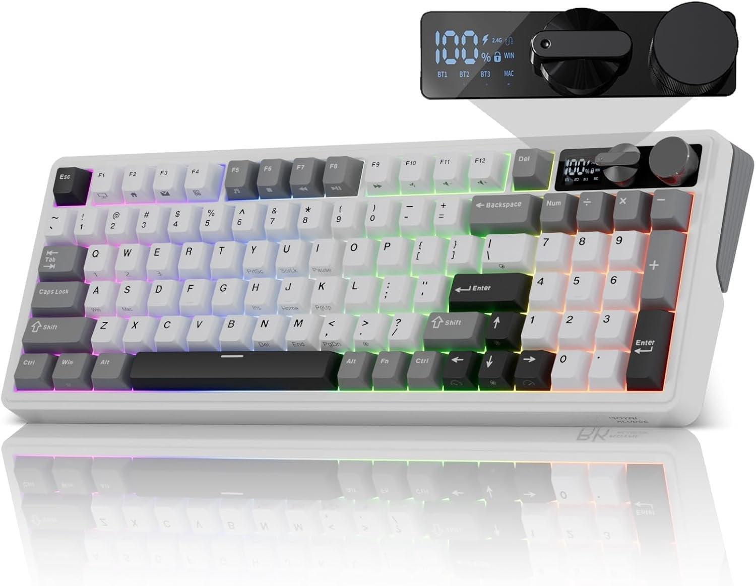 M100 Mechanical Keyboard w/Screen & Dual Knobs, Tri-Mode Gasket Mount ...