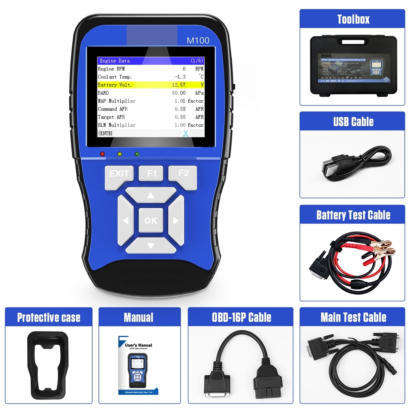 M100 Motorcycle Diagnostic Tool Universal Motorbike Scanner 2in1 M100 ...