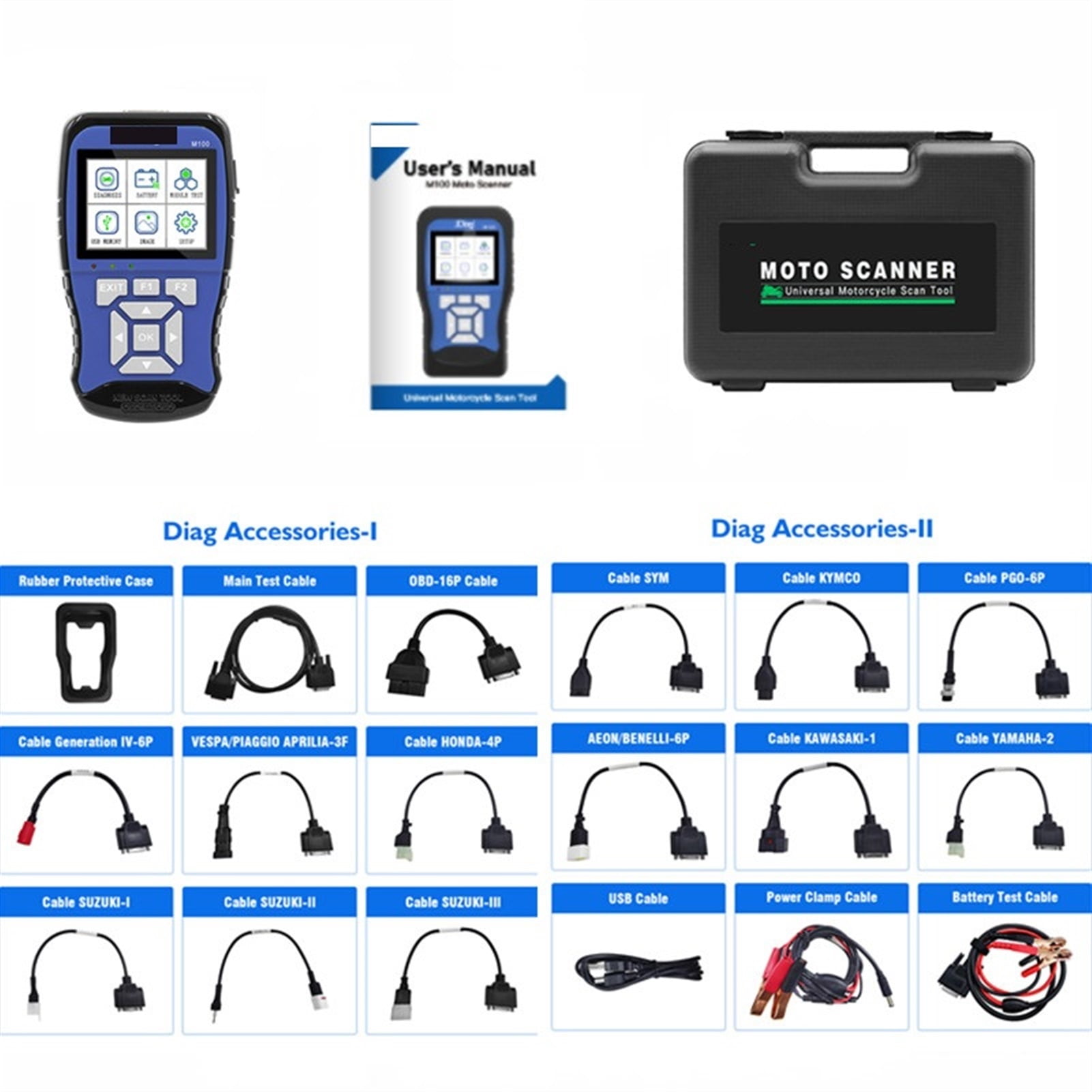 M100 Motorcycle Diagnostic Tool Universal Motorbike Scanner 2in1 M100 ...