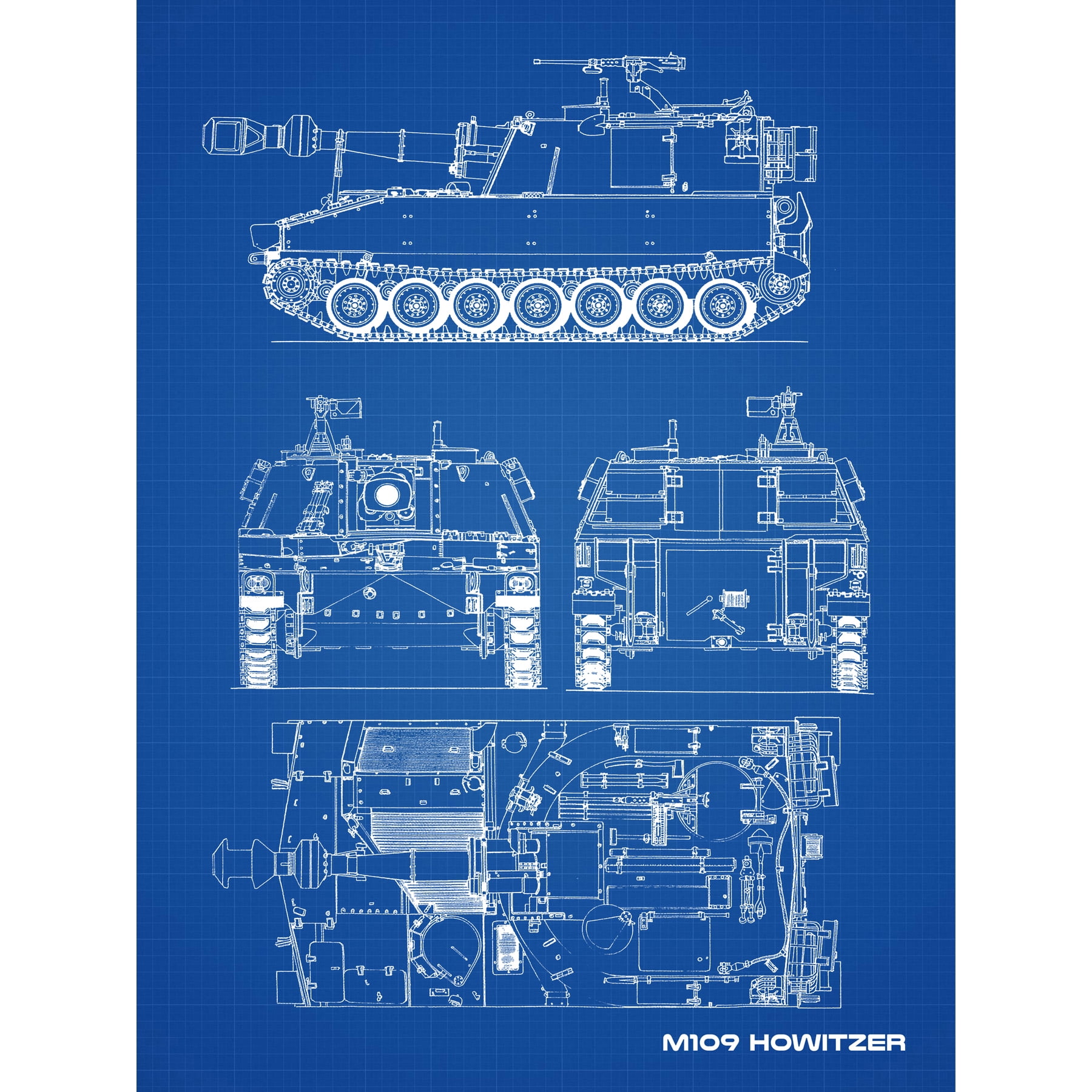M109 Howitzer Artillery US Military Blueprint Plan Extra Large XL Wall ...