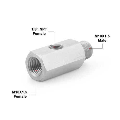 M10x1.5Female Oil Pressure Sensor 1/8NPT Tee to M10x1.5 Male Adapter ...