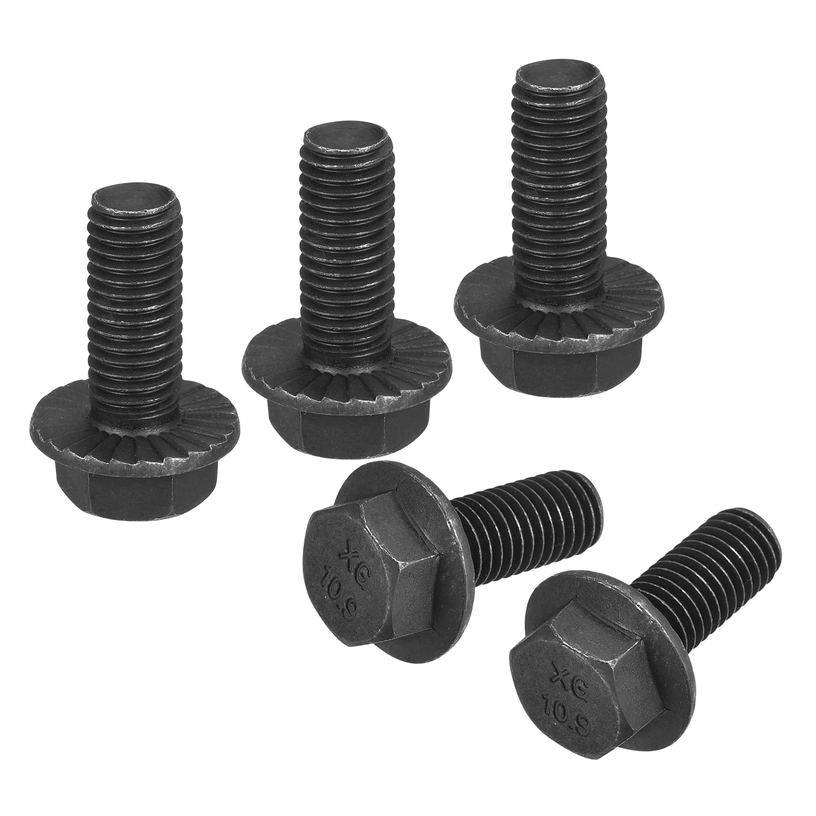 M10x25mm Hex Serrated Flange Bolts 10.9 Grade Carbon Steel Screws 5 ...