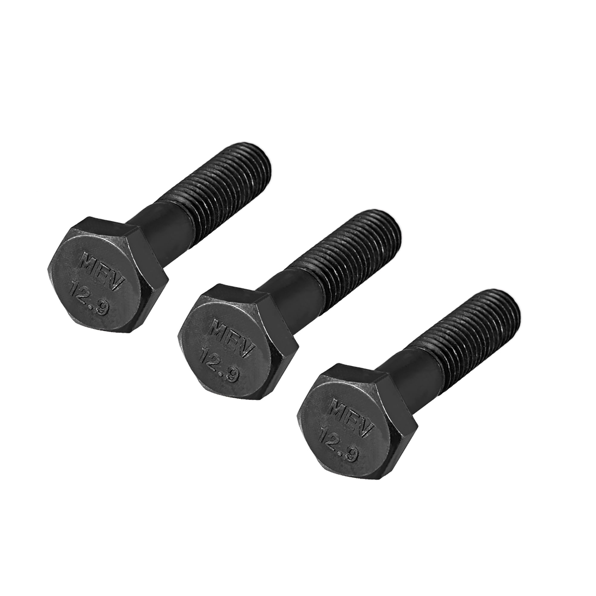 M10x50mm Hex Bolts Left Hand Grade 12.9 Carbon Steel Black 3 Pack ...