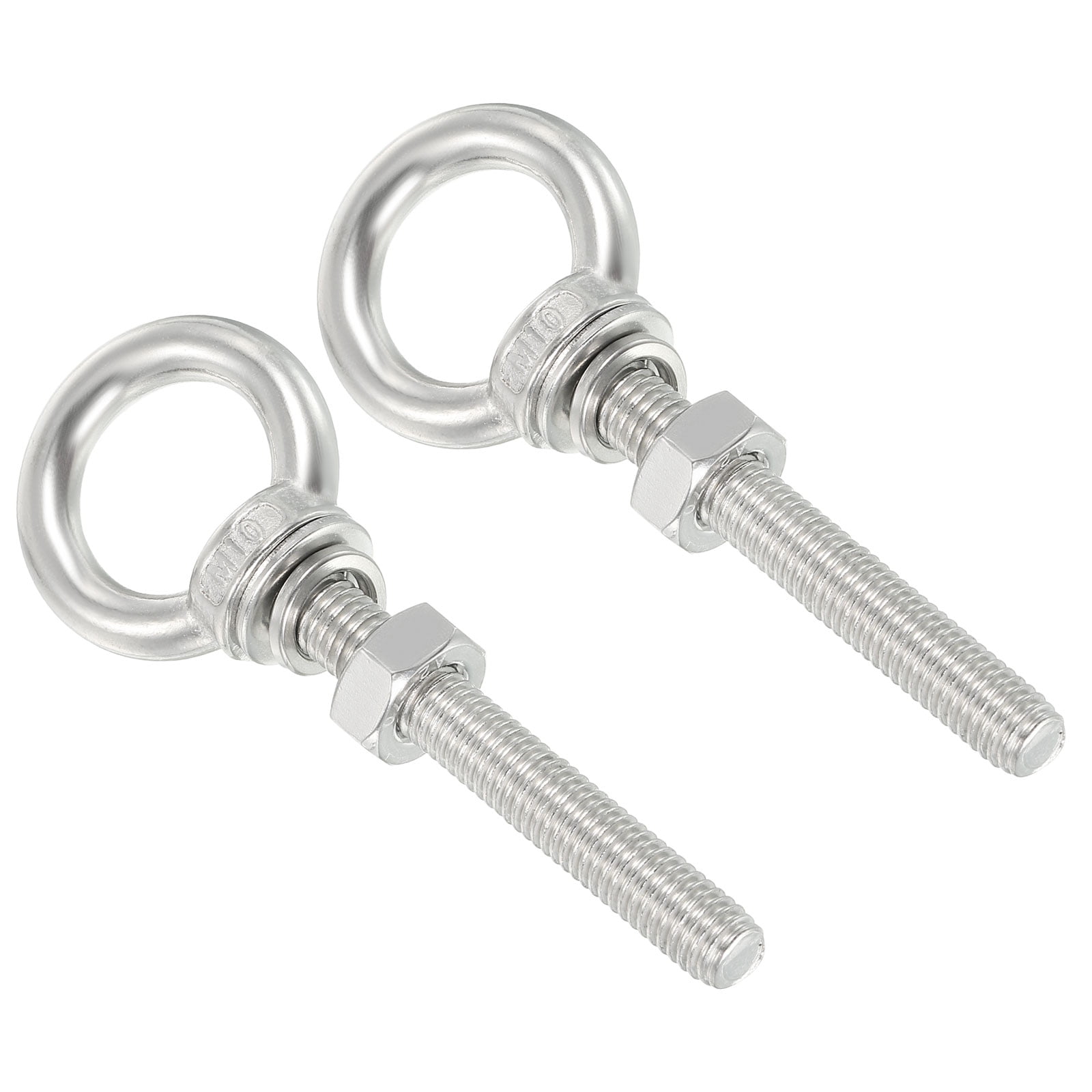 M10x60 3/8"x3.15" Stainless Steel Eye Bolts Threaded Screw Eyebolt ...
