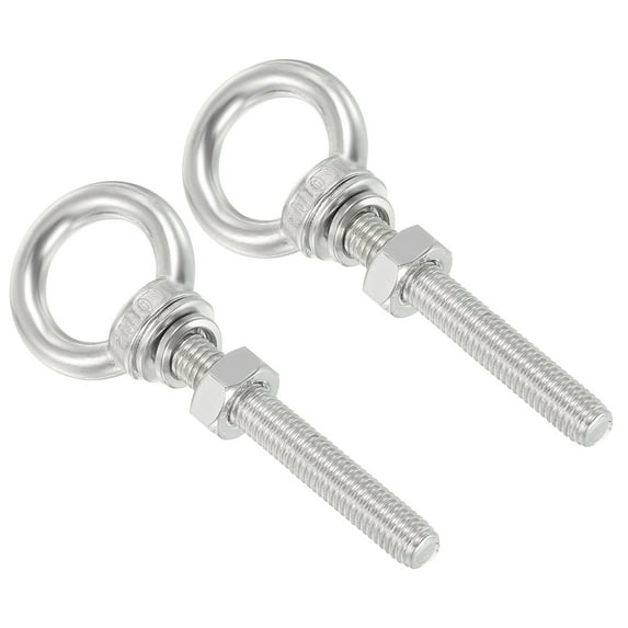 M10x70 3/8"x2.75" Stainless Steel Eye Bolts Threaded Screw Eyebolt ...