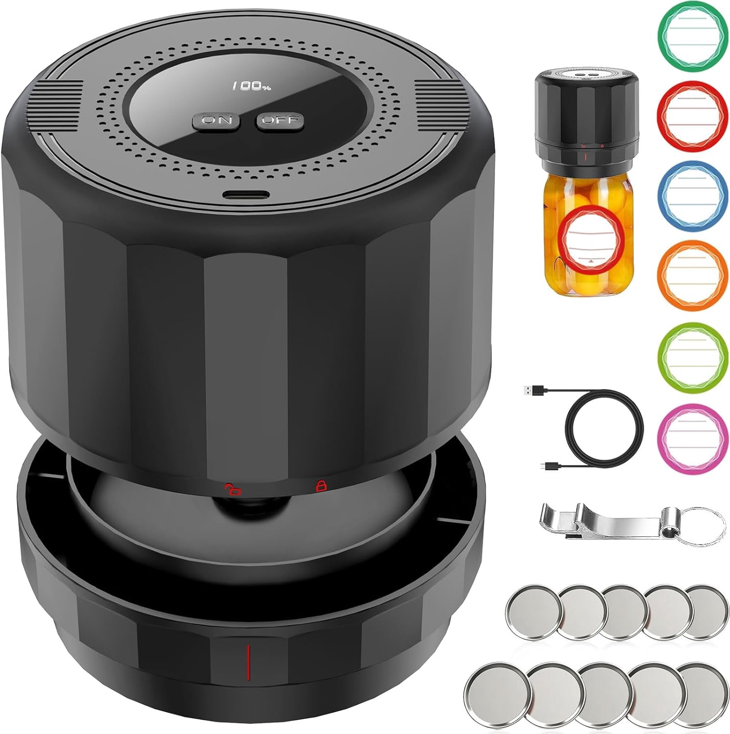 M11 Electric Mason Jar Vacuum Sealer Kit - with Wide and Regular Mouth ...