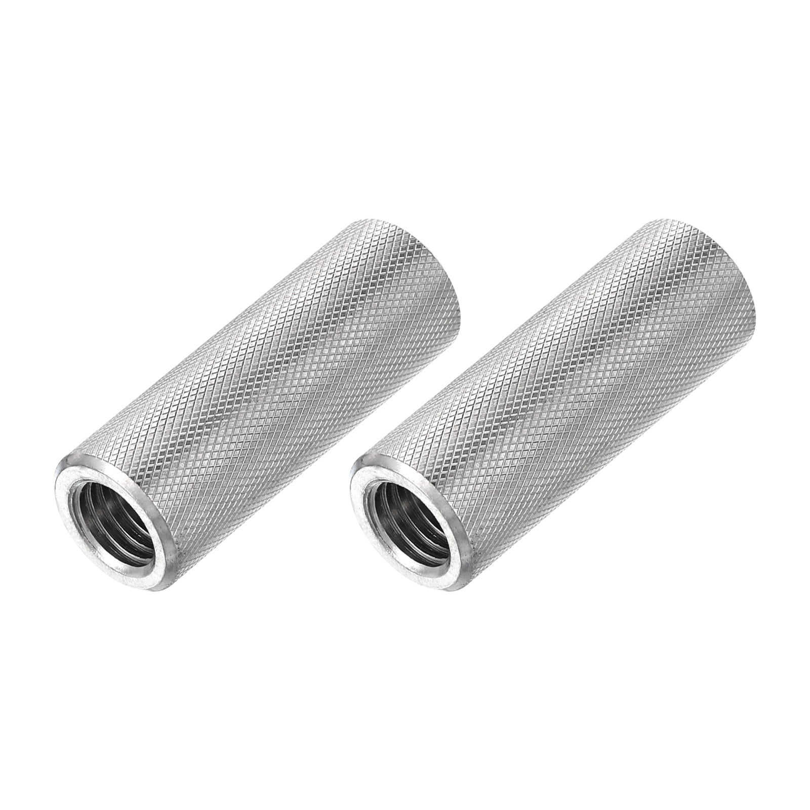 M12 2 Pack 304 Stainless Steel Round Knurled Connector Nuts,0.71"OD x 1 ...