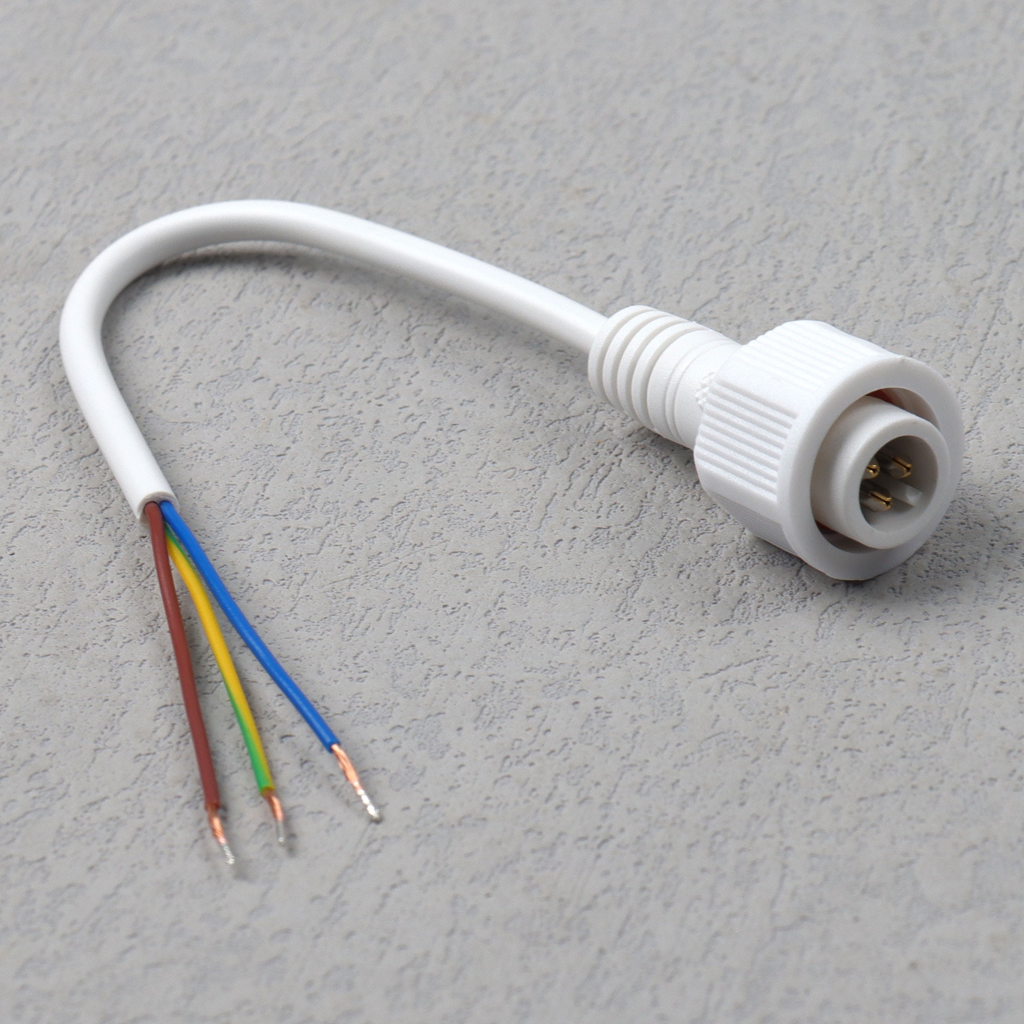 M12-3P Male to Open Waterproof White Cable 50mm Peeled Tail 10mm ...