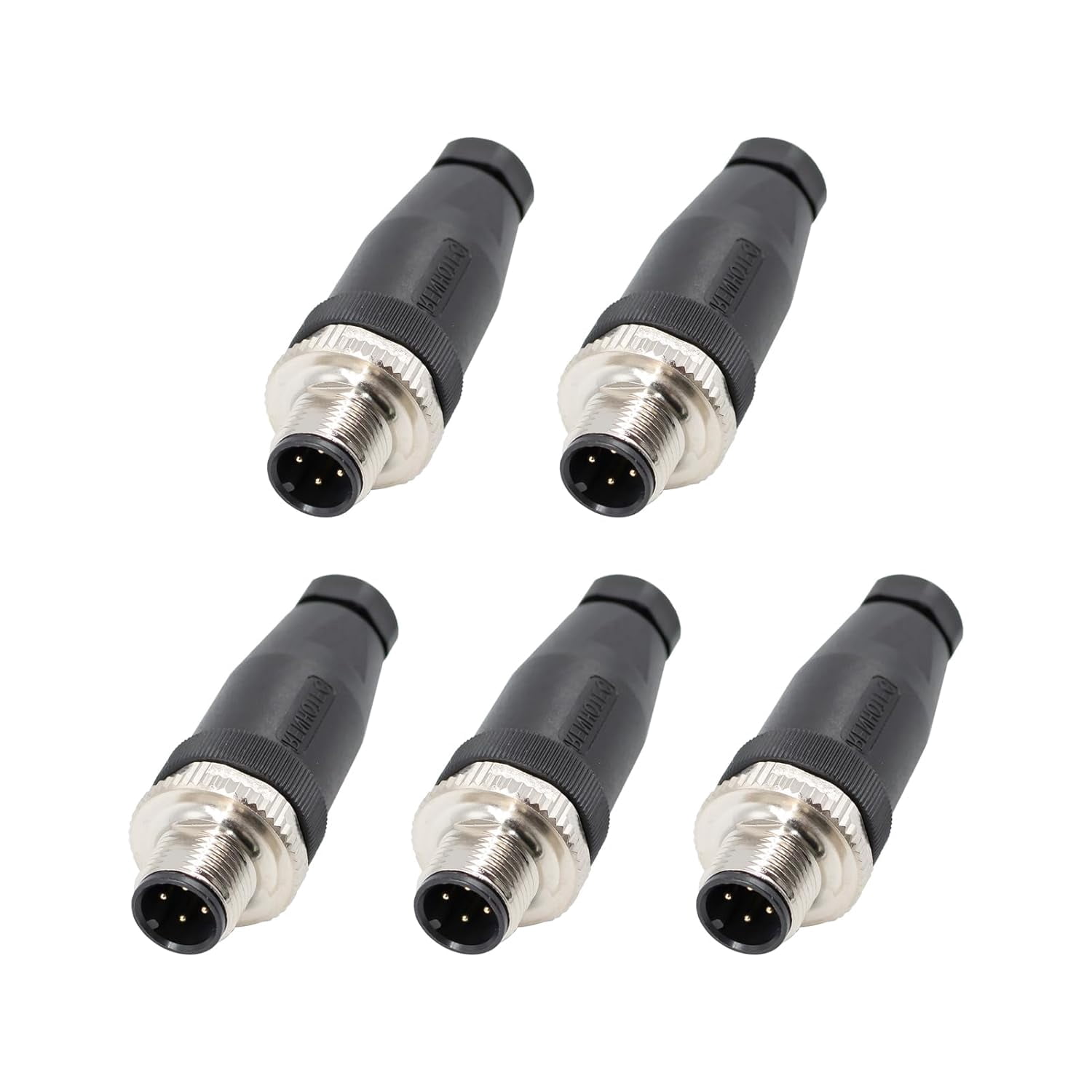 M12 4 Pin Connector Field Wireable A Code Straight Male Plug Non-Shield ...