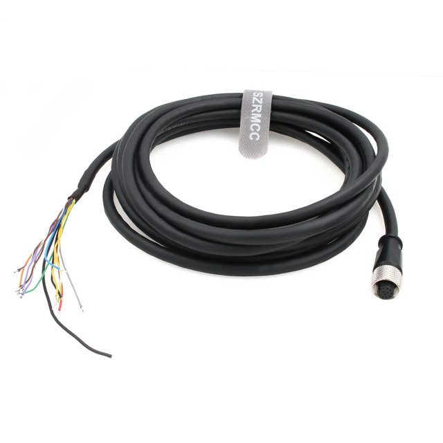 M12 A-Code 12 Pin Female to Open Flying Leads I/O Power Cable with ...