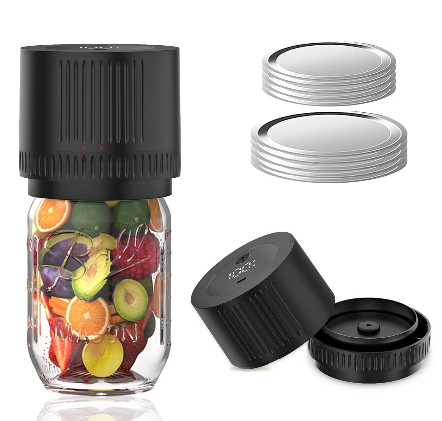 M12 Auto Stop Electric Mason Jar Vacuum Sealer - 2024 Upgrade Smart Jar ...