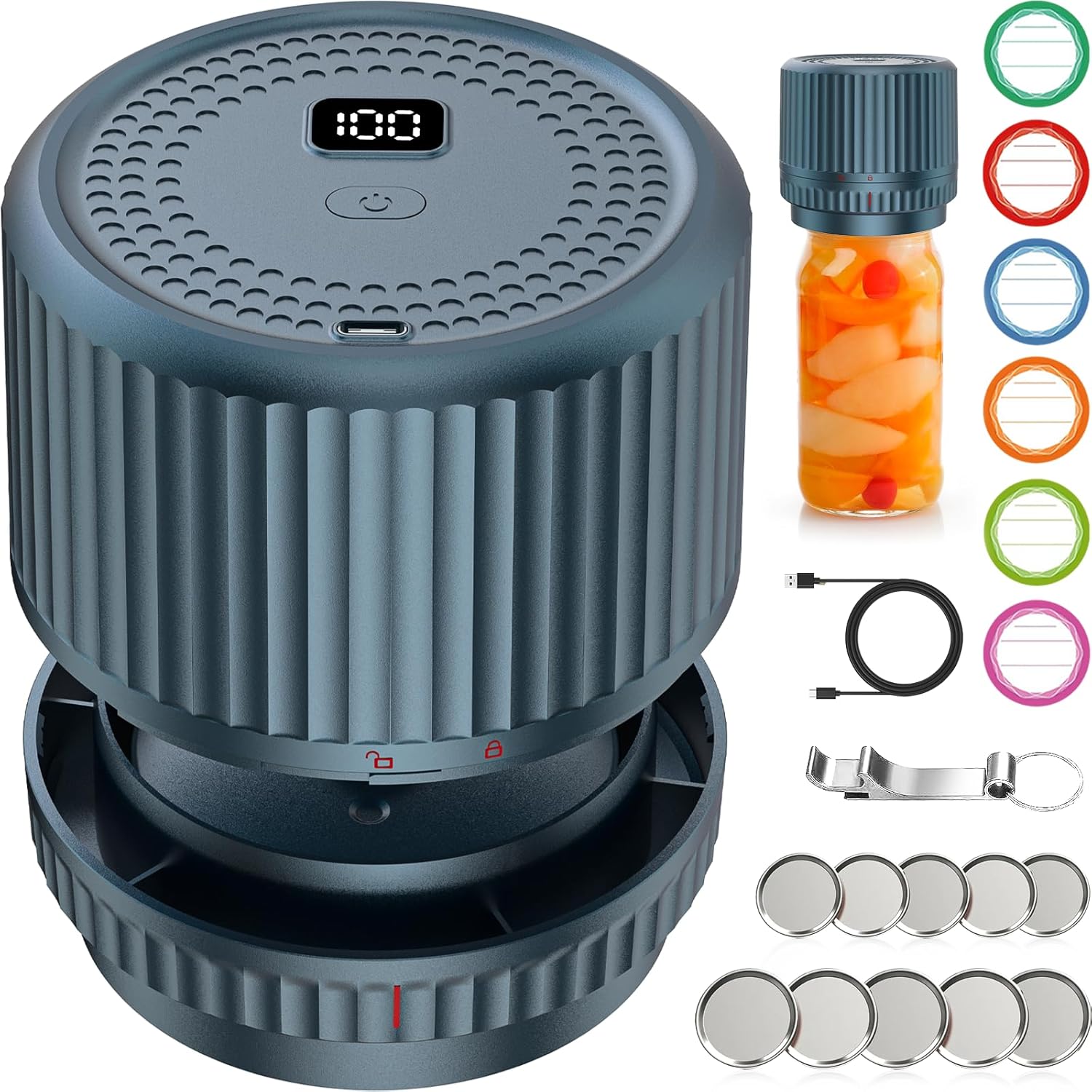 M12 Auto Stop Electric Mason Jar Vacuum Sealer - 2025 Upgrade Smart Jar ...