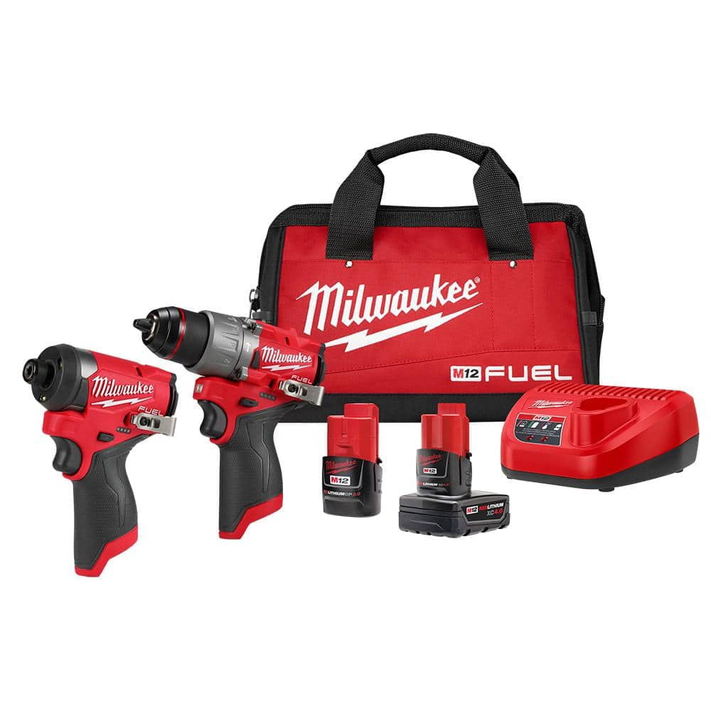 M12 FUEL 12-Volt Lithium-Ion Brushless Cordless Hammer Drill and Impact ...